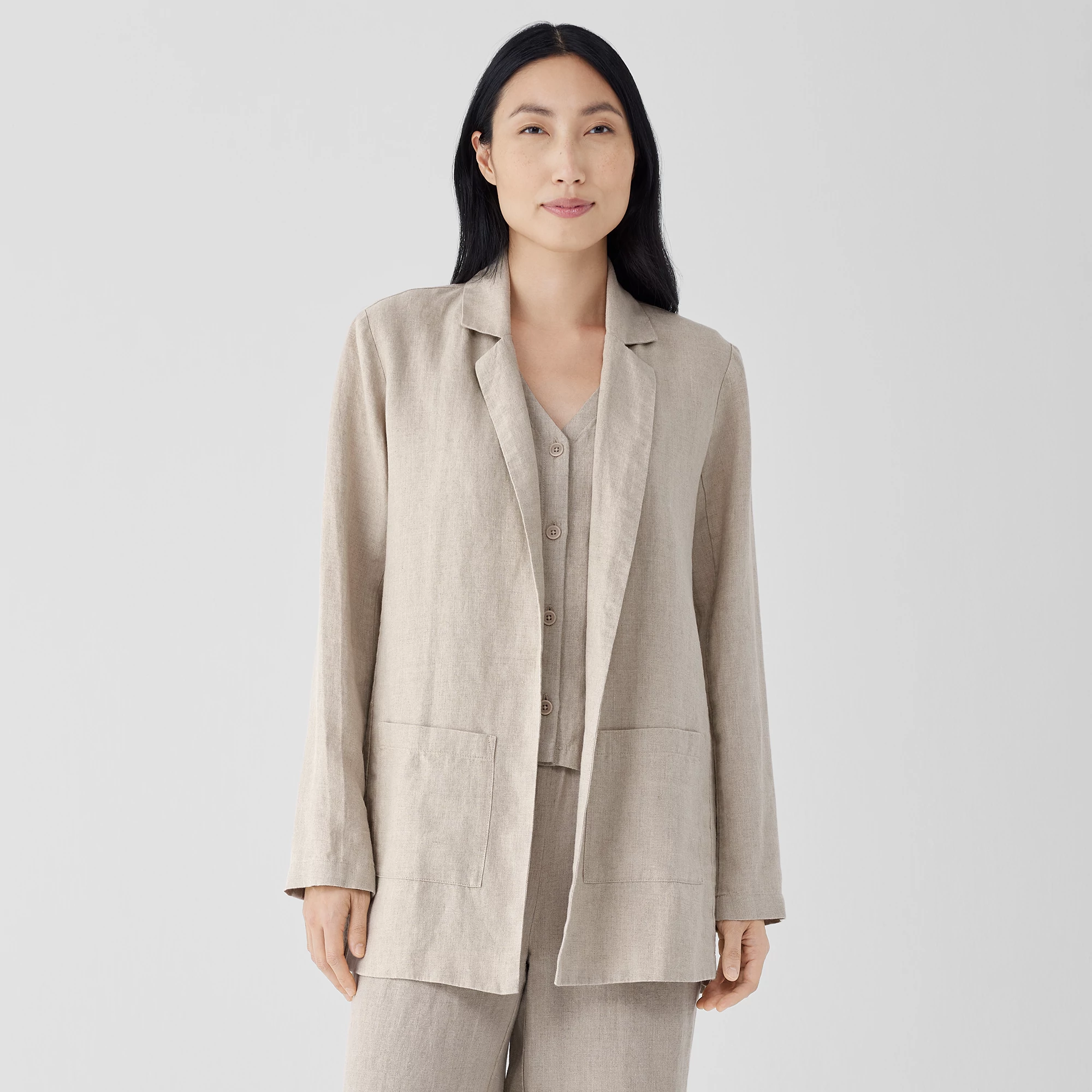Organic Linen Long Blazer | EILEEN FISHER