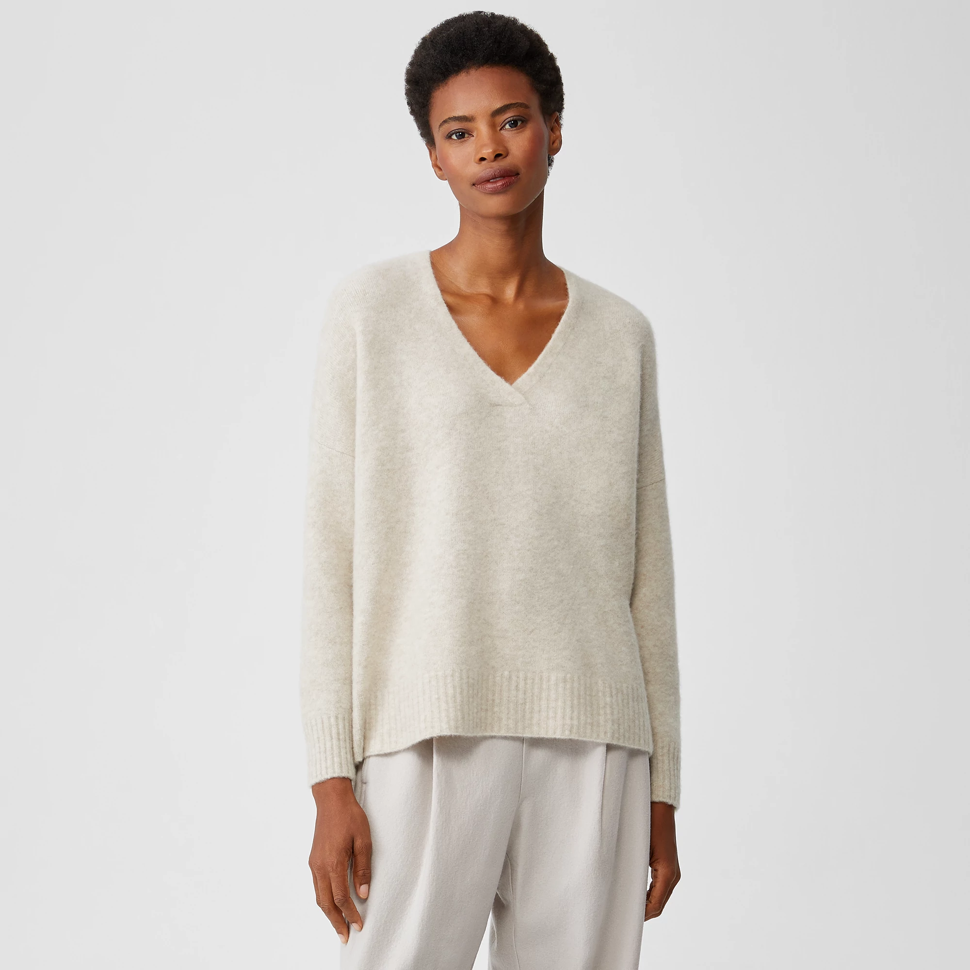Cashmere Silk Bliss V-neck Top | Eileen Fisher