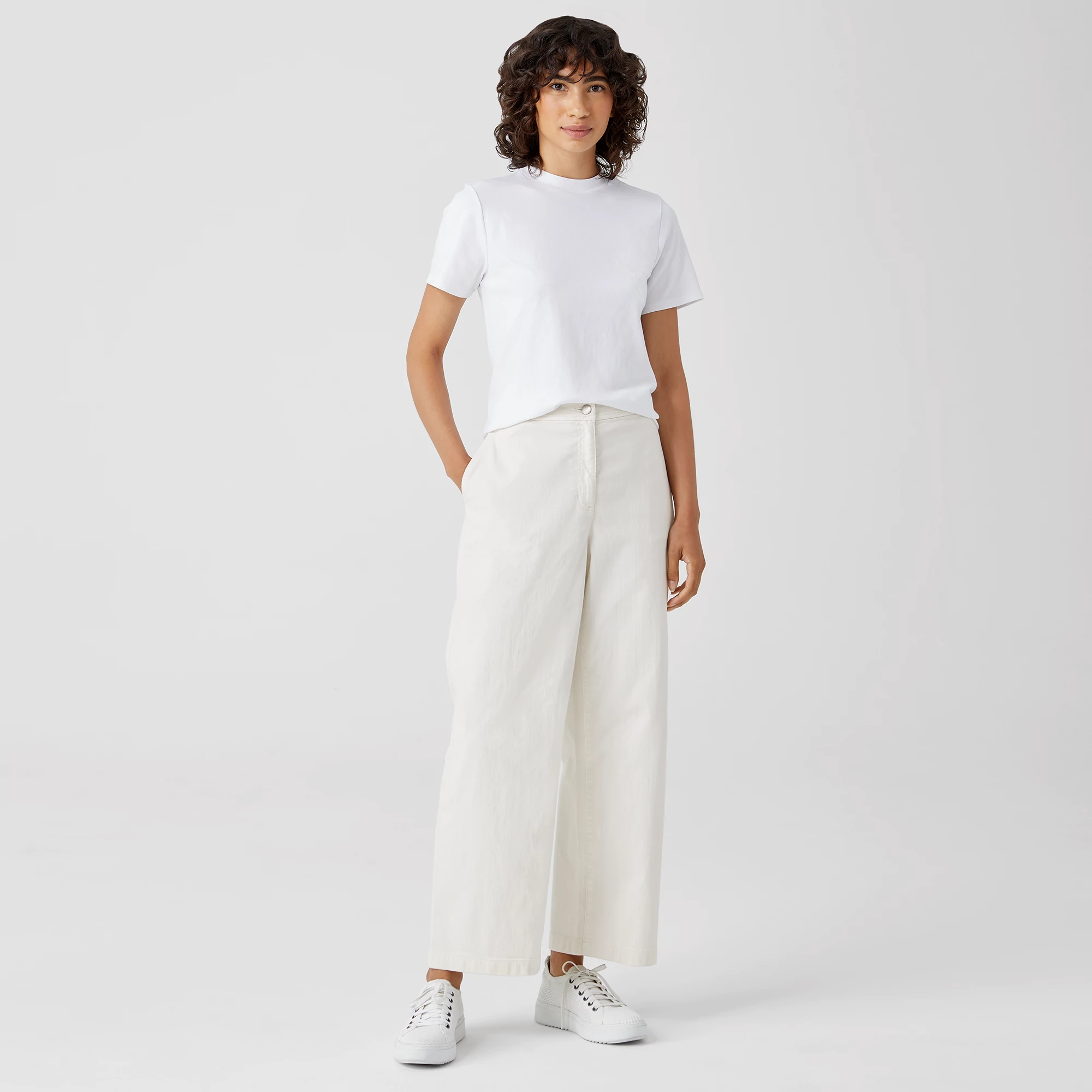 Undyed Organic Cotton Stretch Wide-Leg Jean | EILEEN FISHER