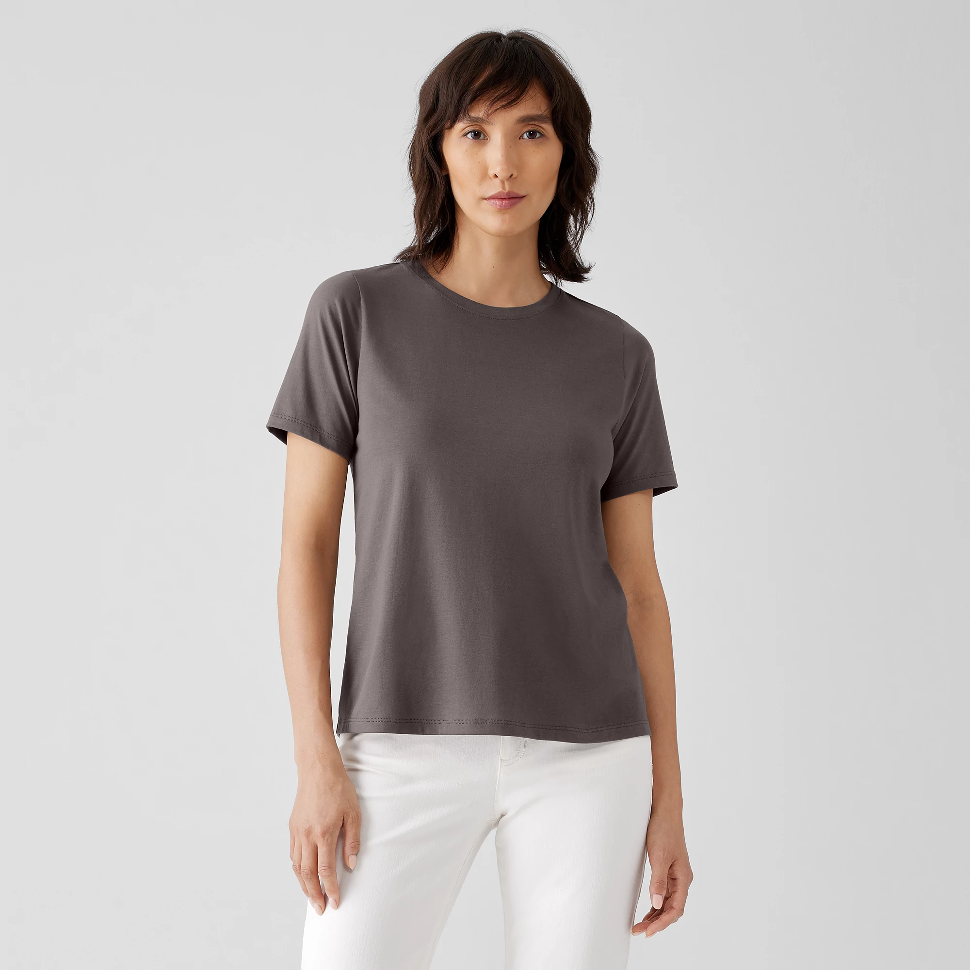 Organic Pima Cotton Jersey Round Neck Tee | EILEEN FISHER