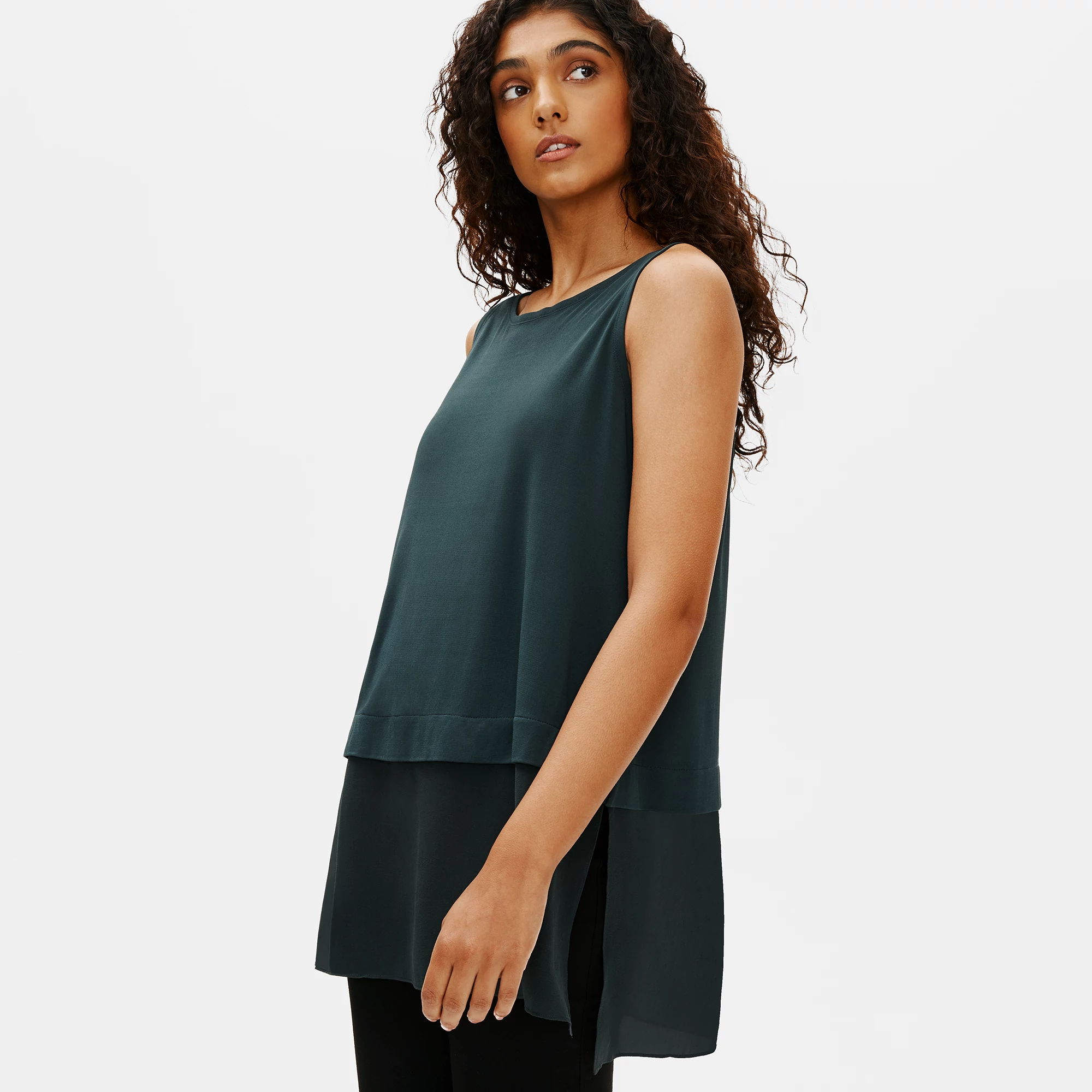 Stretch Silk Jersey Bateau Neck Shell | EILEEN FISHER
