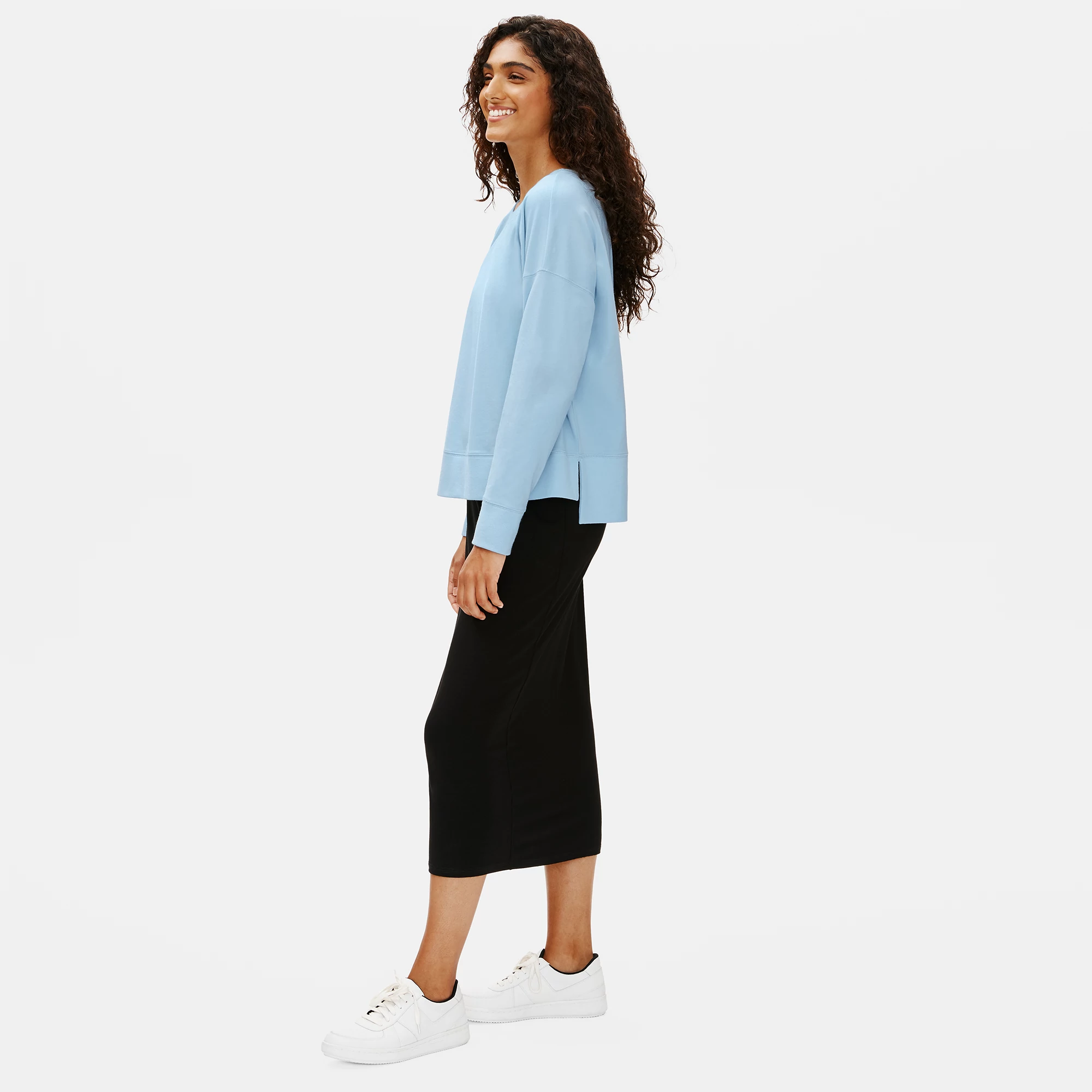 Traceable Cotton Jersey Crew Neck Box-Top | EILEEN FISHER