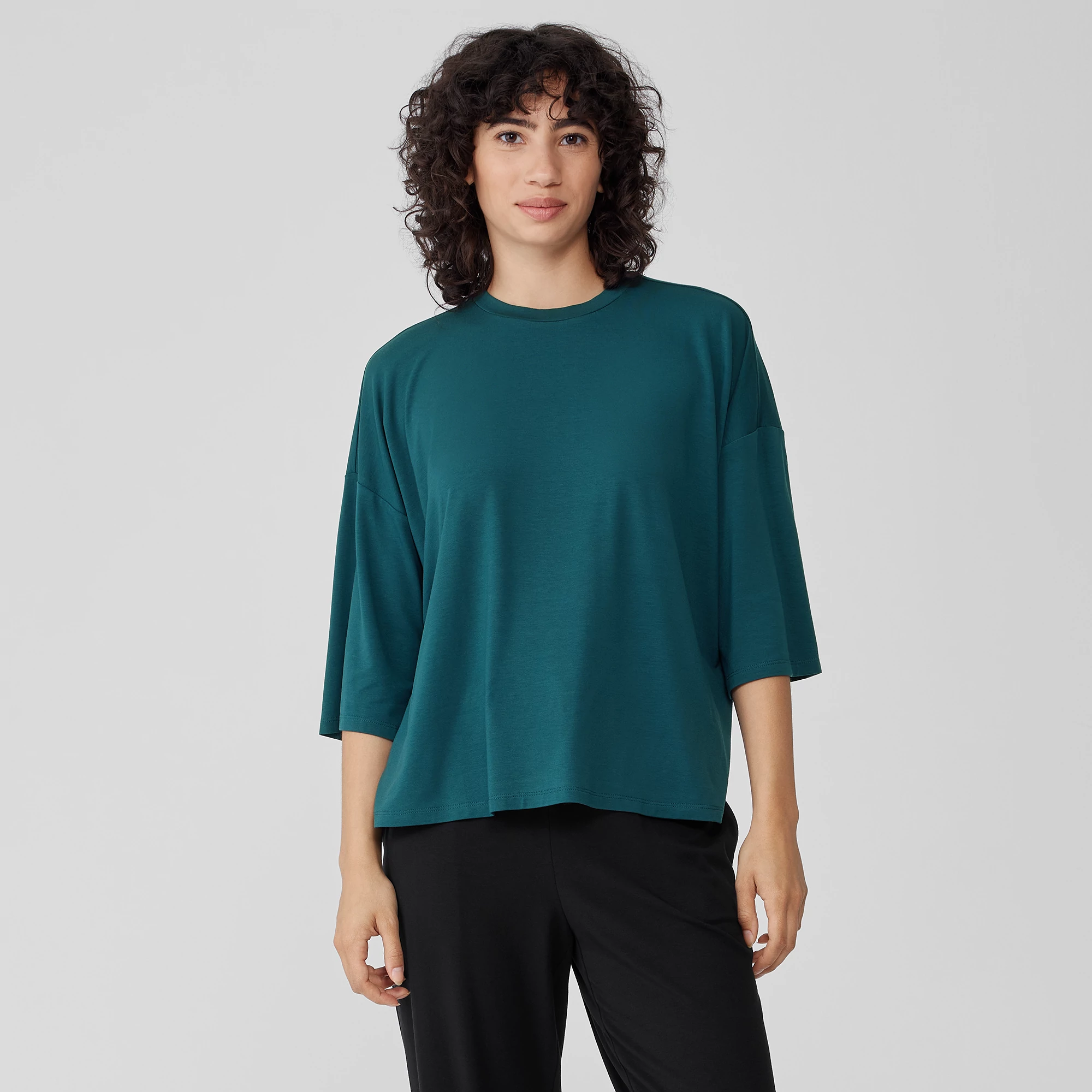 Fine Jersey Column-Sleeve Top | EILEEN FISHER