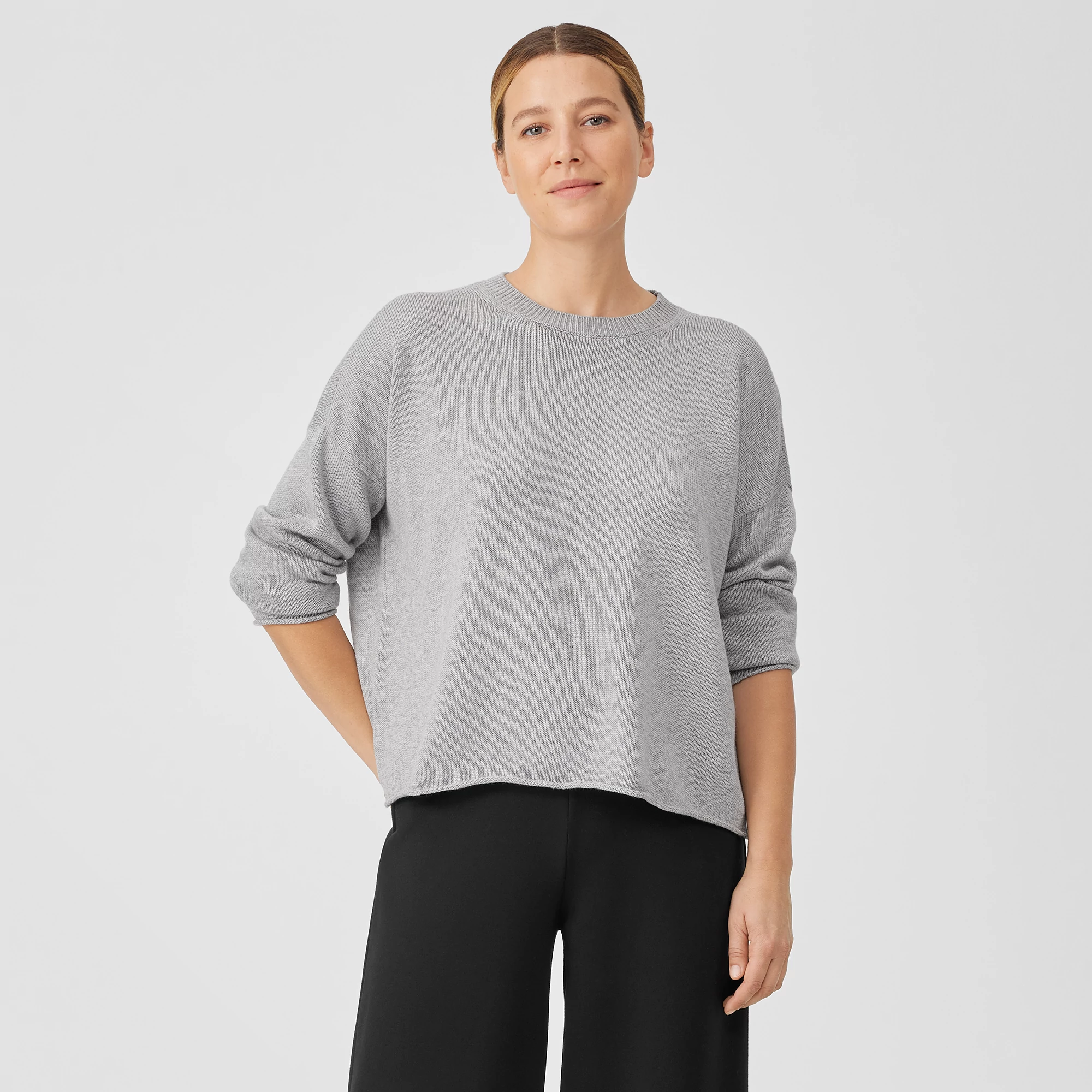 Peruvian Cotton Blend Crew Neck Box-Top | EILEEN FISHER