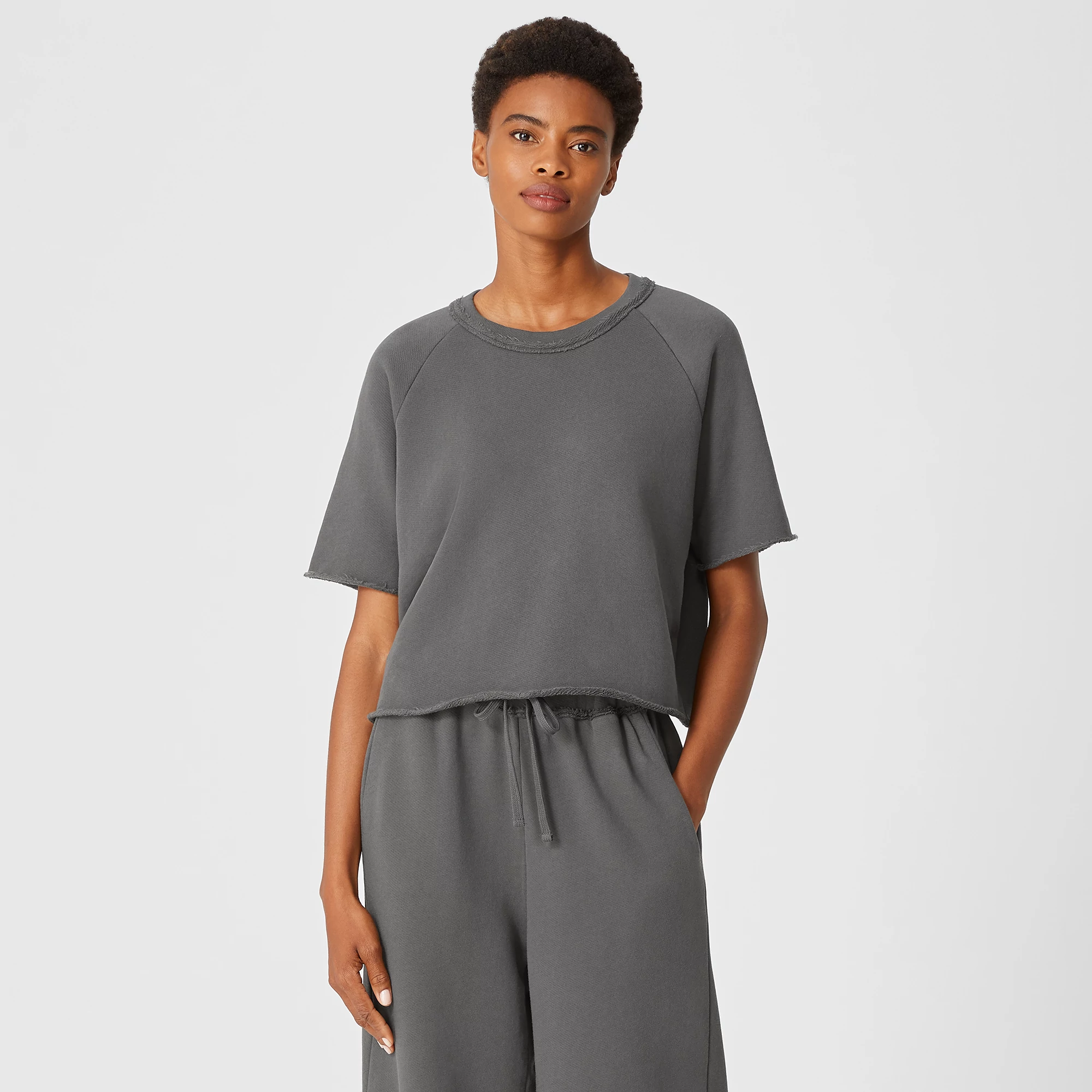 Organic Cotton French Terry Box-Top | EILEEN FISHER