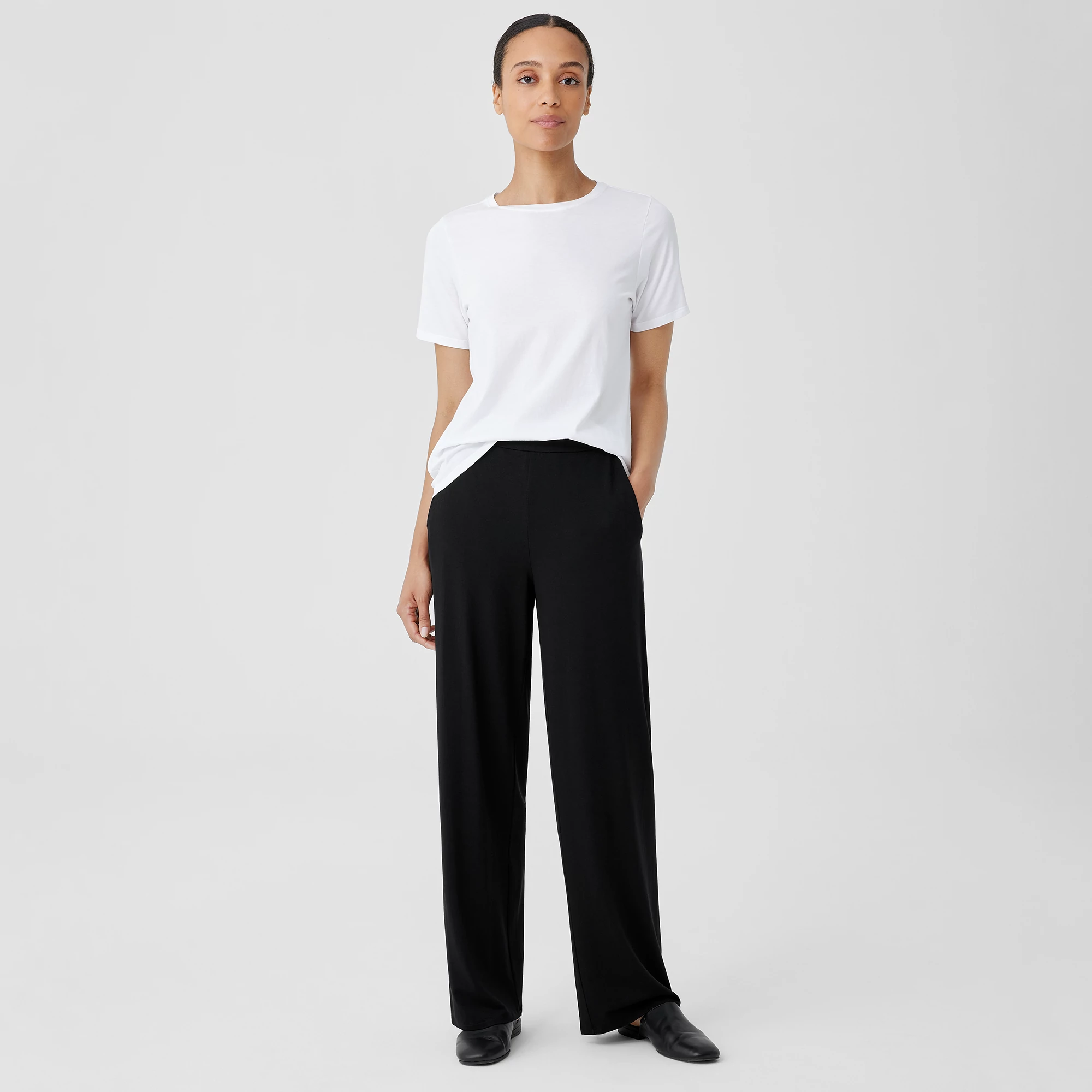 Stretch Jersey Knit Straight Pant | EILEEN FISHER
