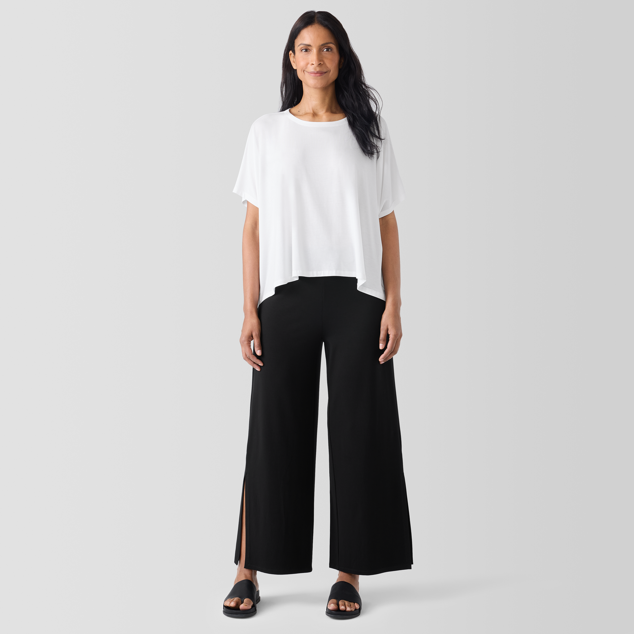 Stretch Jersey Knit Pant with Slits | EILEEN FISHER