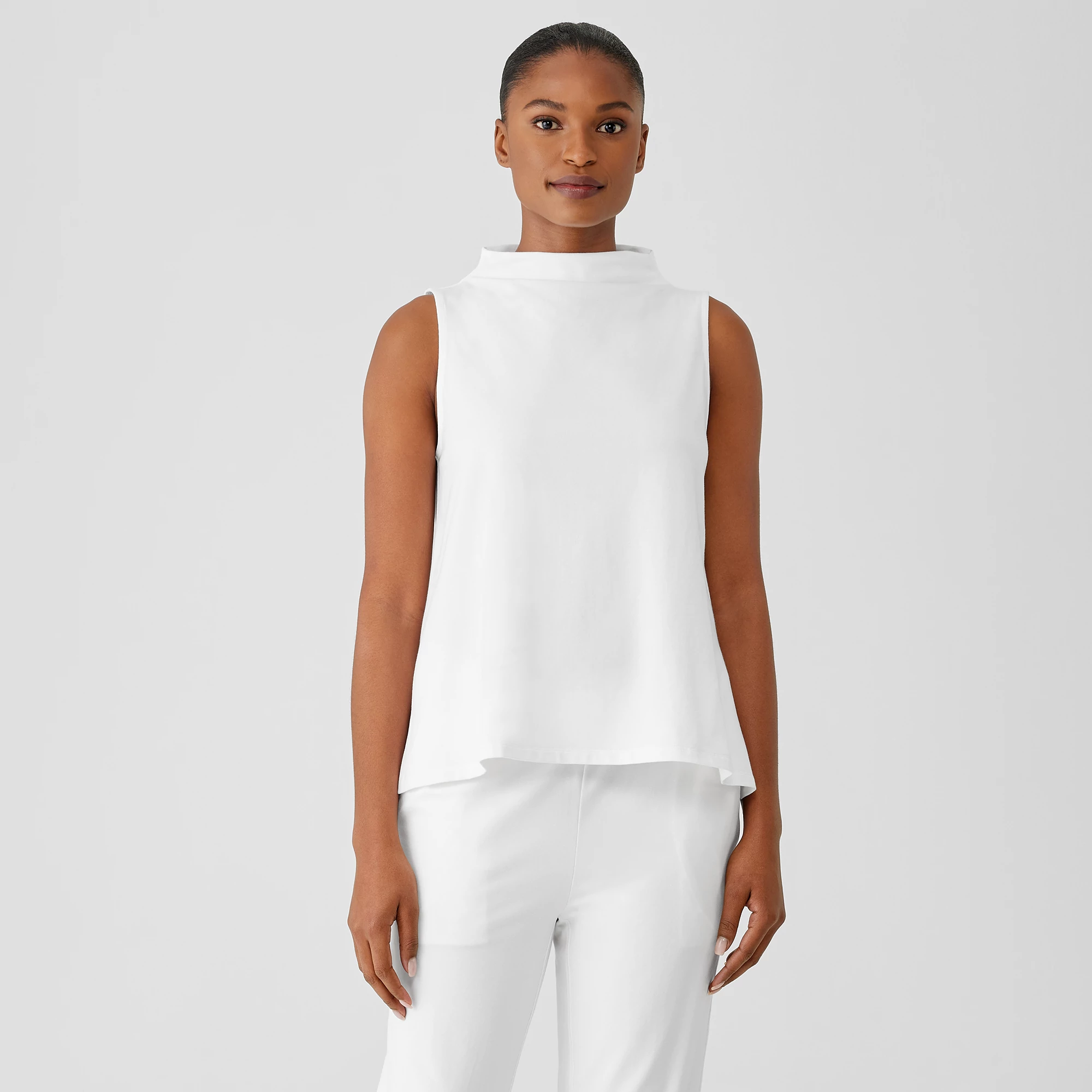 Traceable Cotton Jersey Funnel Neck Tank | EILEEN FISHER