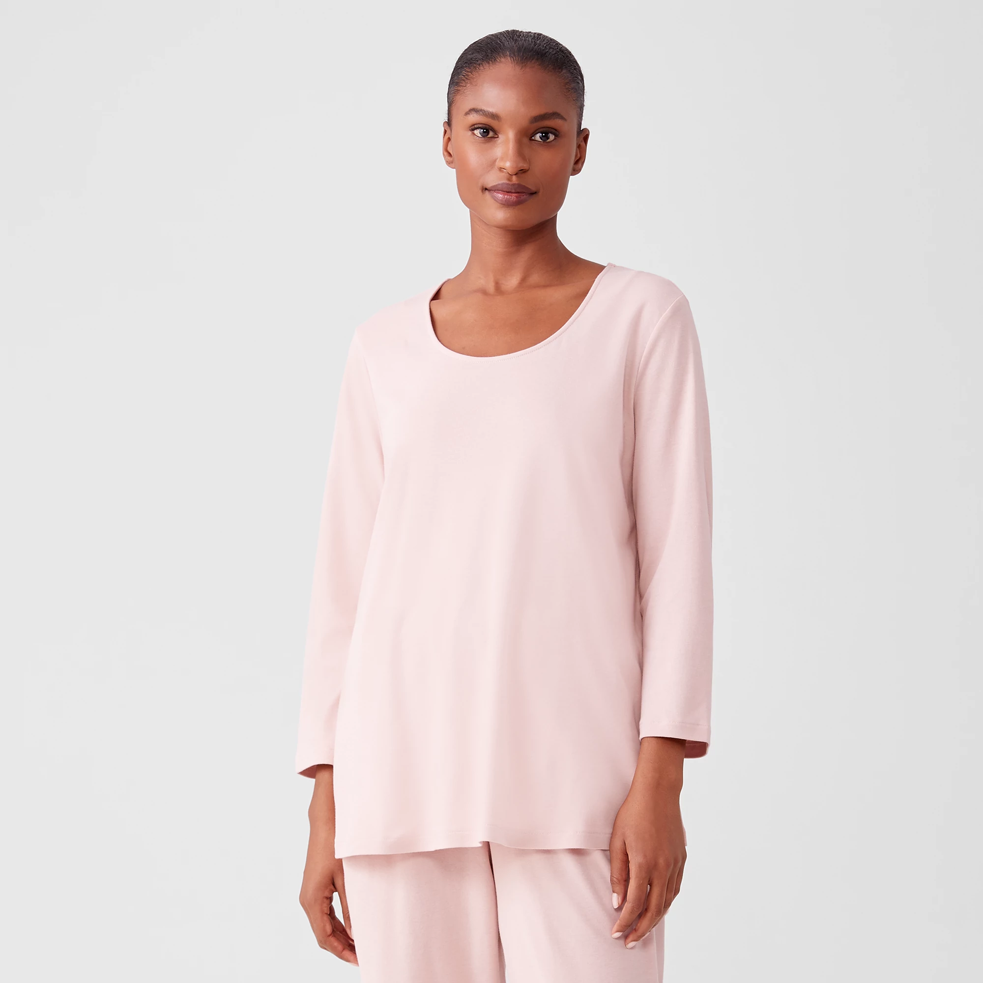 Cozy Organic Cotton Interlock U-Neck Top | EILEEN FISHER