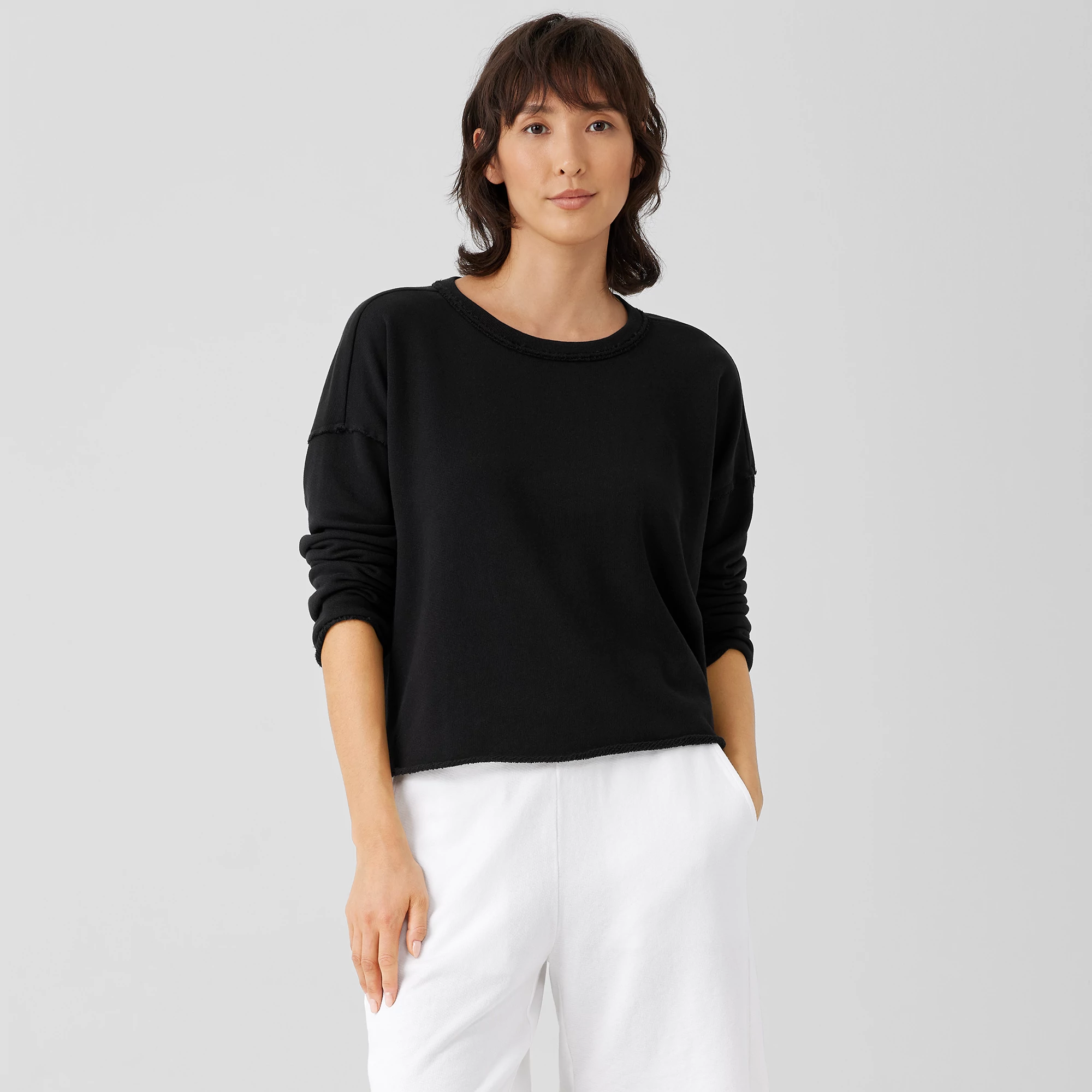 Lightweight Organic Cotton Terry Box-Top | EILEEN FISHER