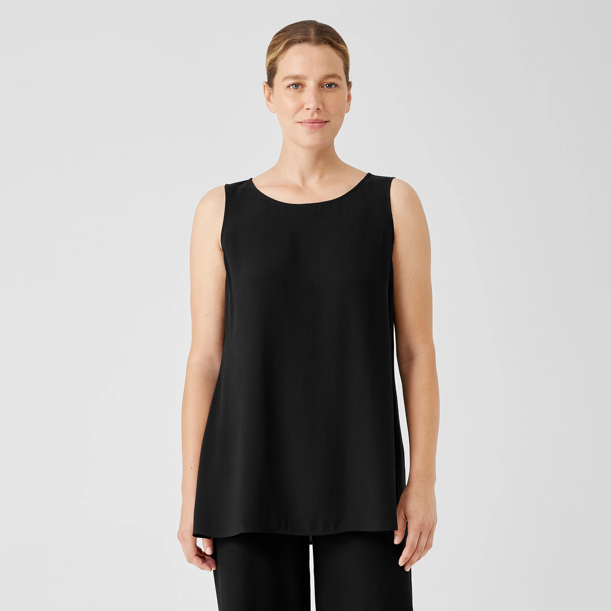 Silk Georgette Crepe Ballet Neck Tank | EILEEN FISHER