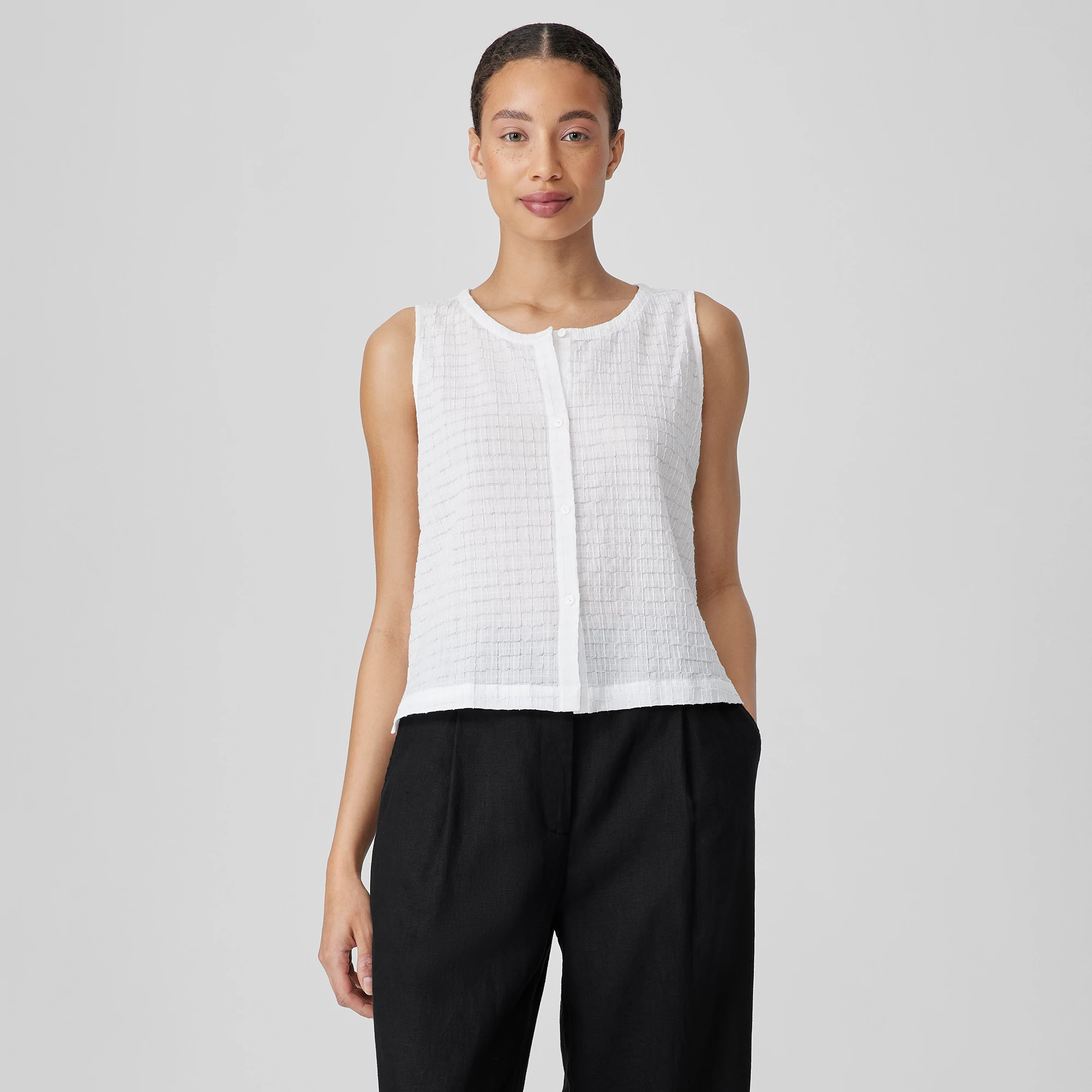 Organic Cotton Voile Box Vest | EILEEN FISHER
