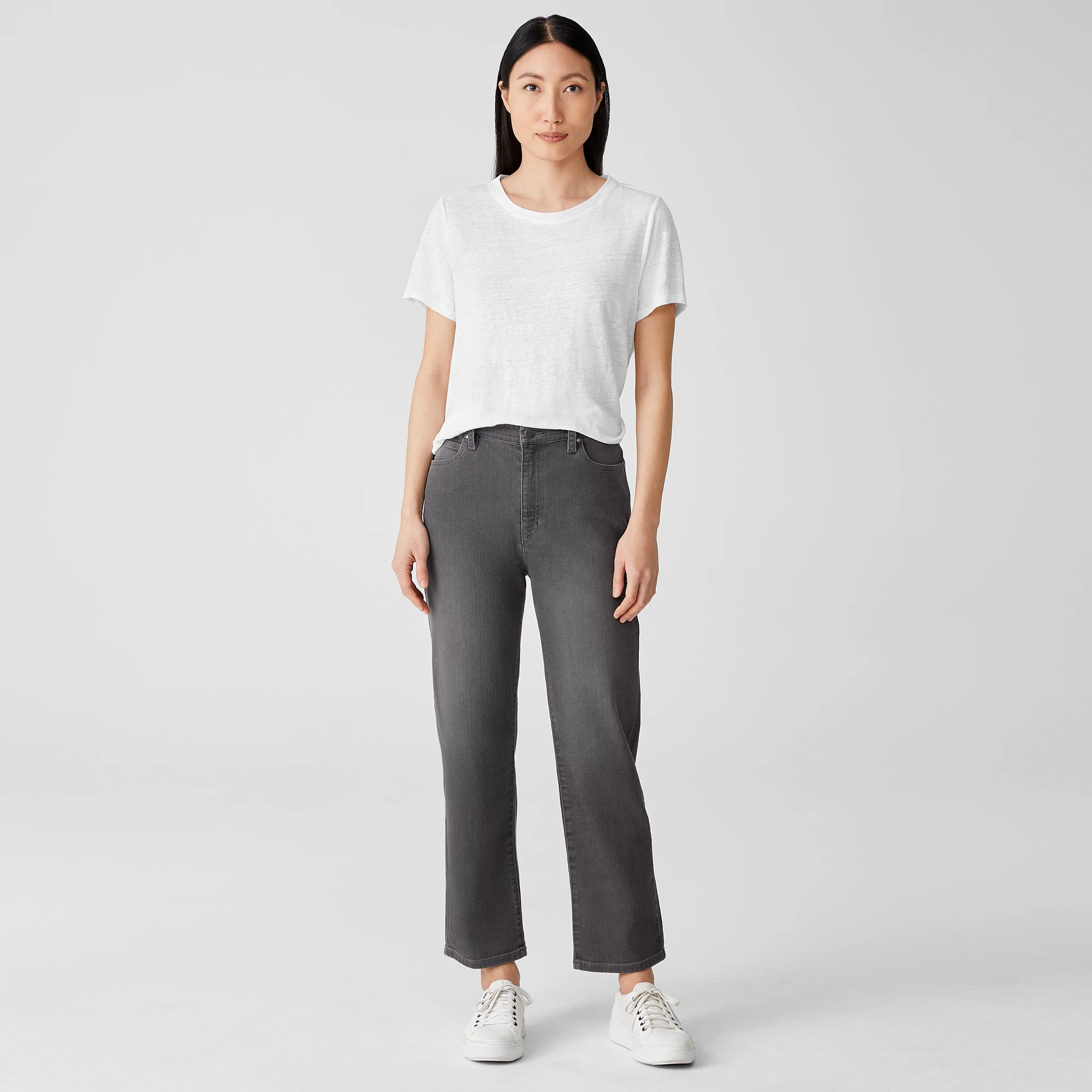 Organic Cotton Stretch Straight Ankle Jean | EILEEN FISHER