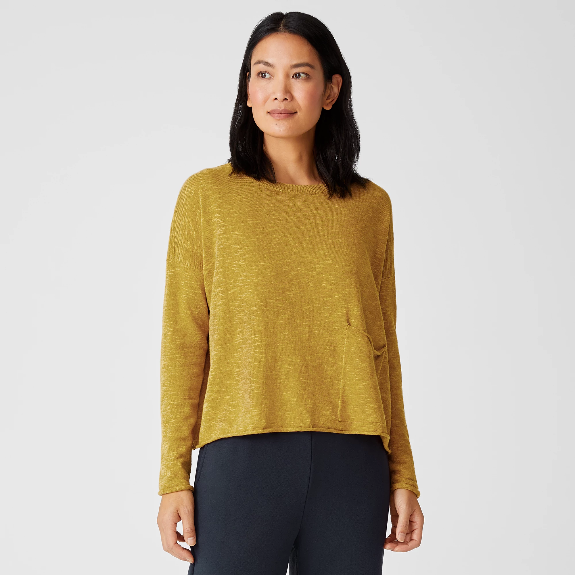 Organic Cotton Linen Slub Box-Top | EILEEN FISHER