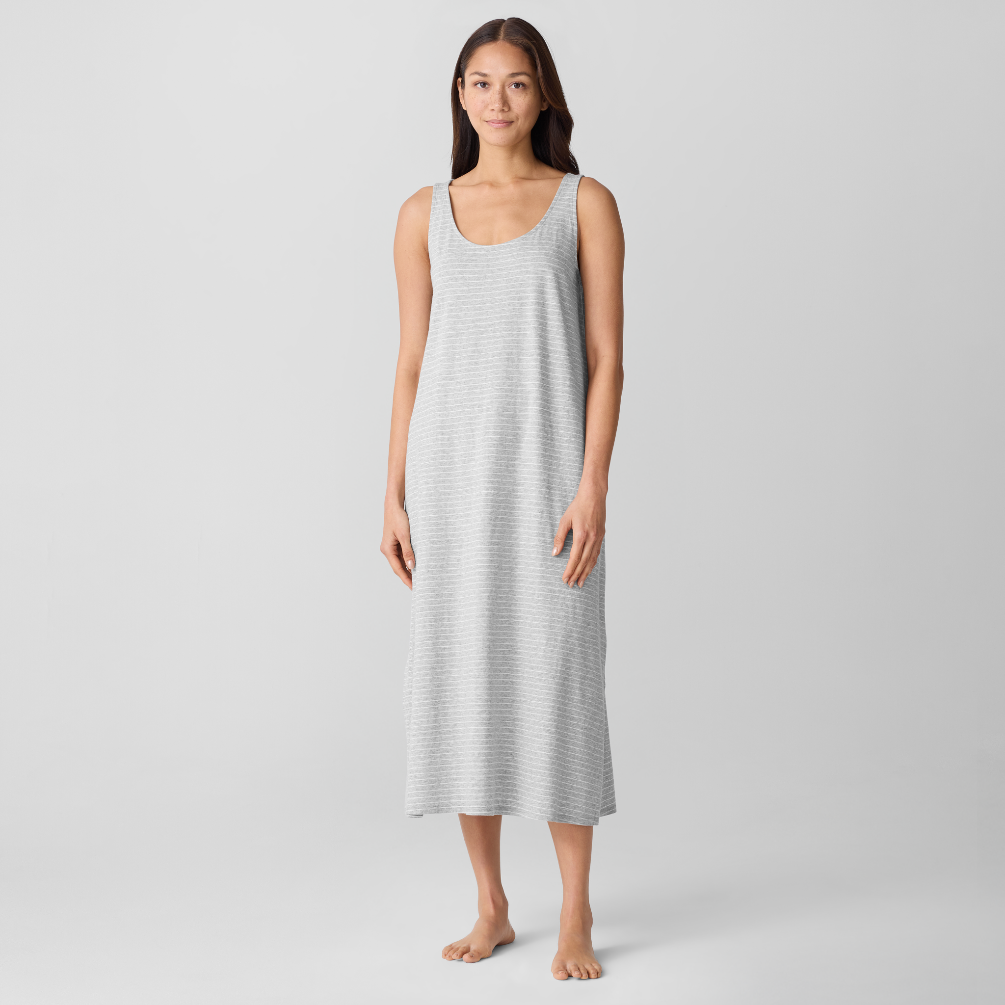 Striped Organic Cotton Jersey Tank Sleep Dress | EILEEN FISHER