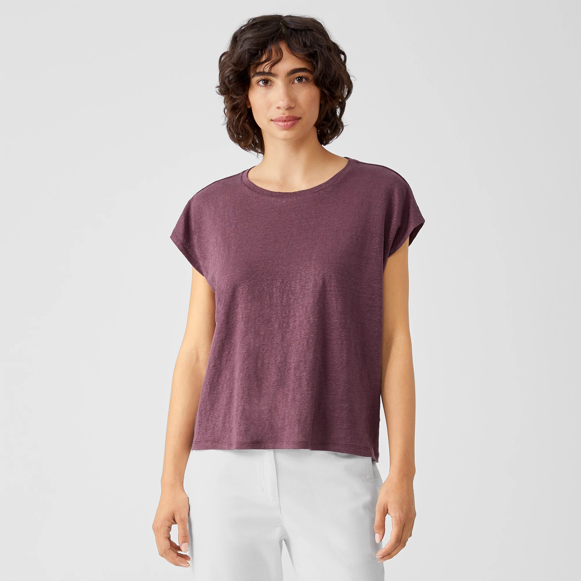 Organic Linen Jersey Square Top | EILEEN FISHER