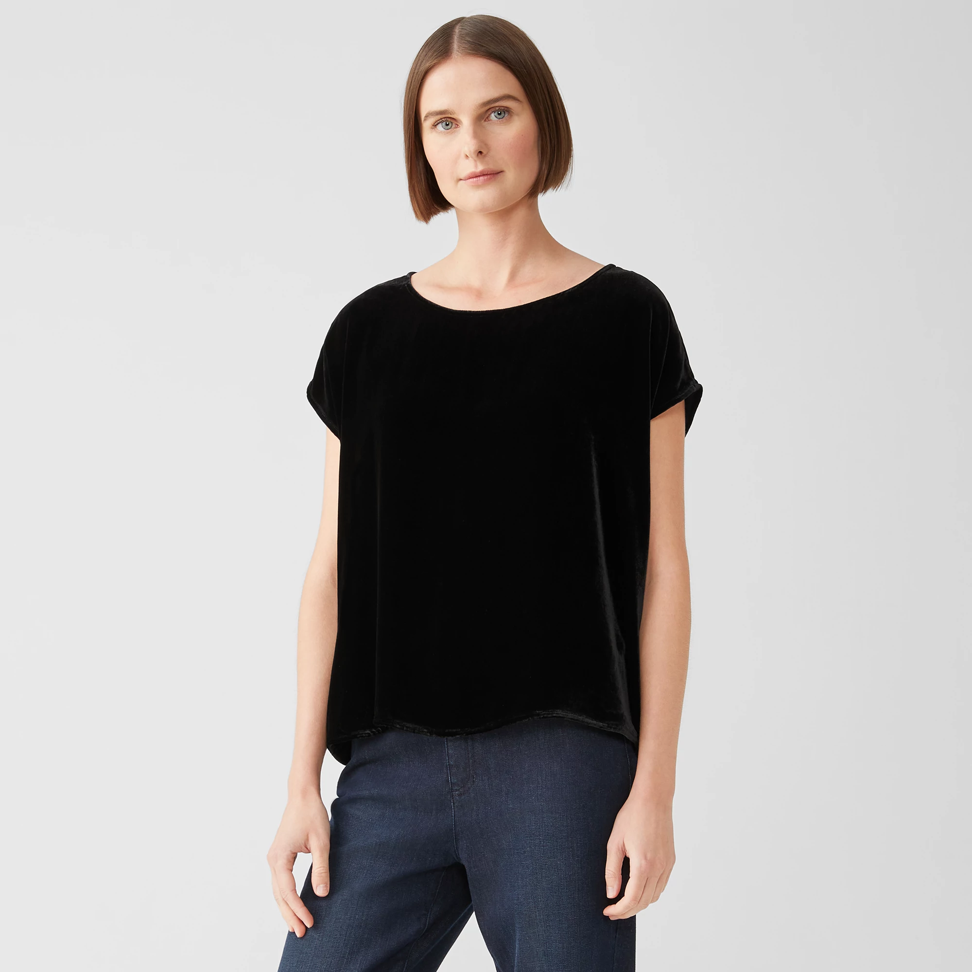 Velvet Ballet Neck Square Top | EILEEN FISHER