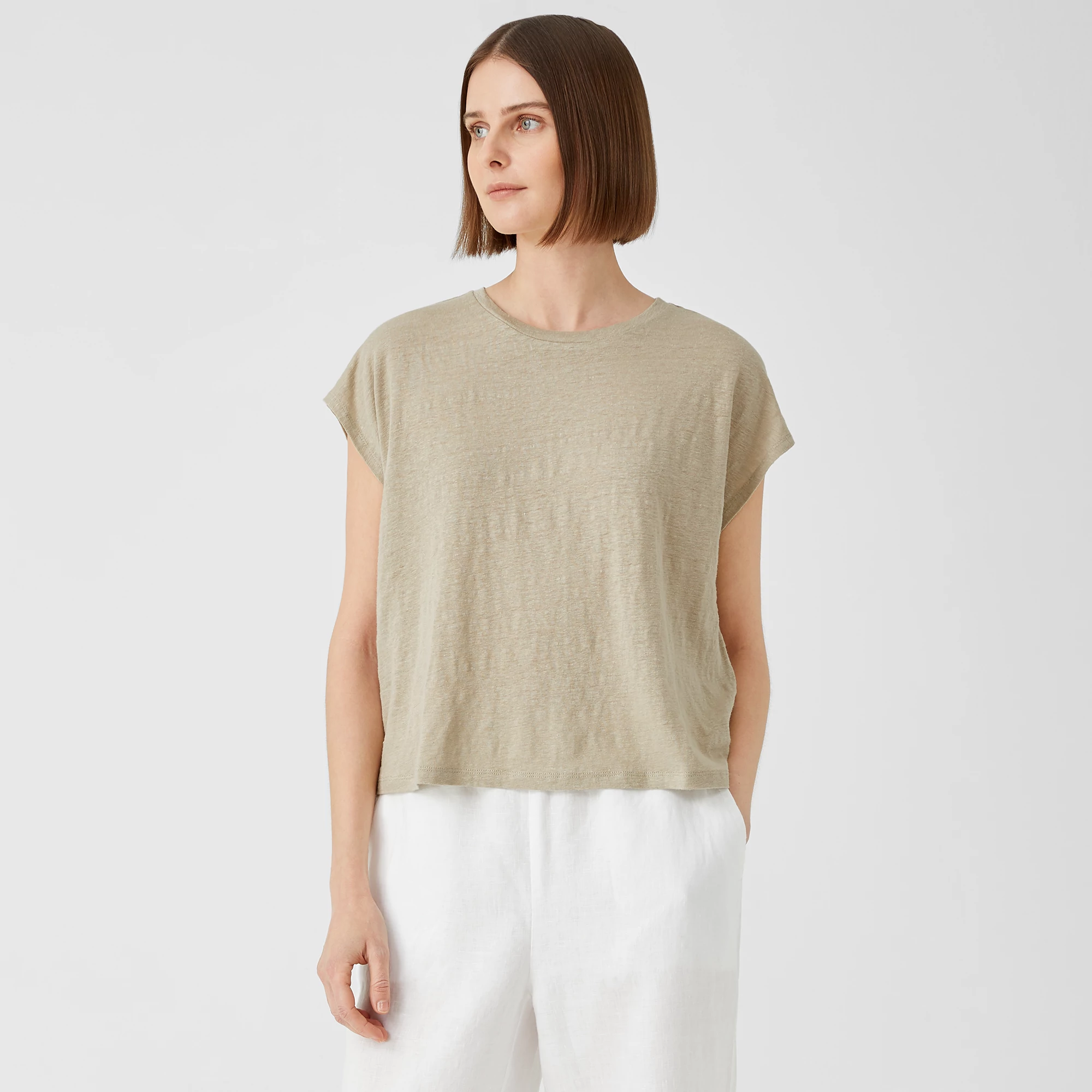 Organic Linen Jersey Square Top | EILEEN FISHER