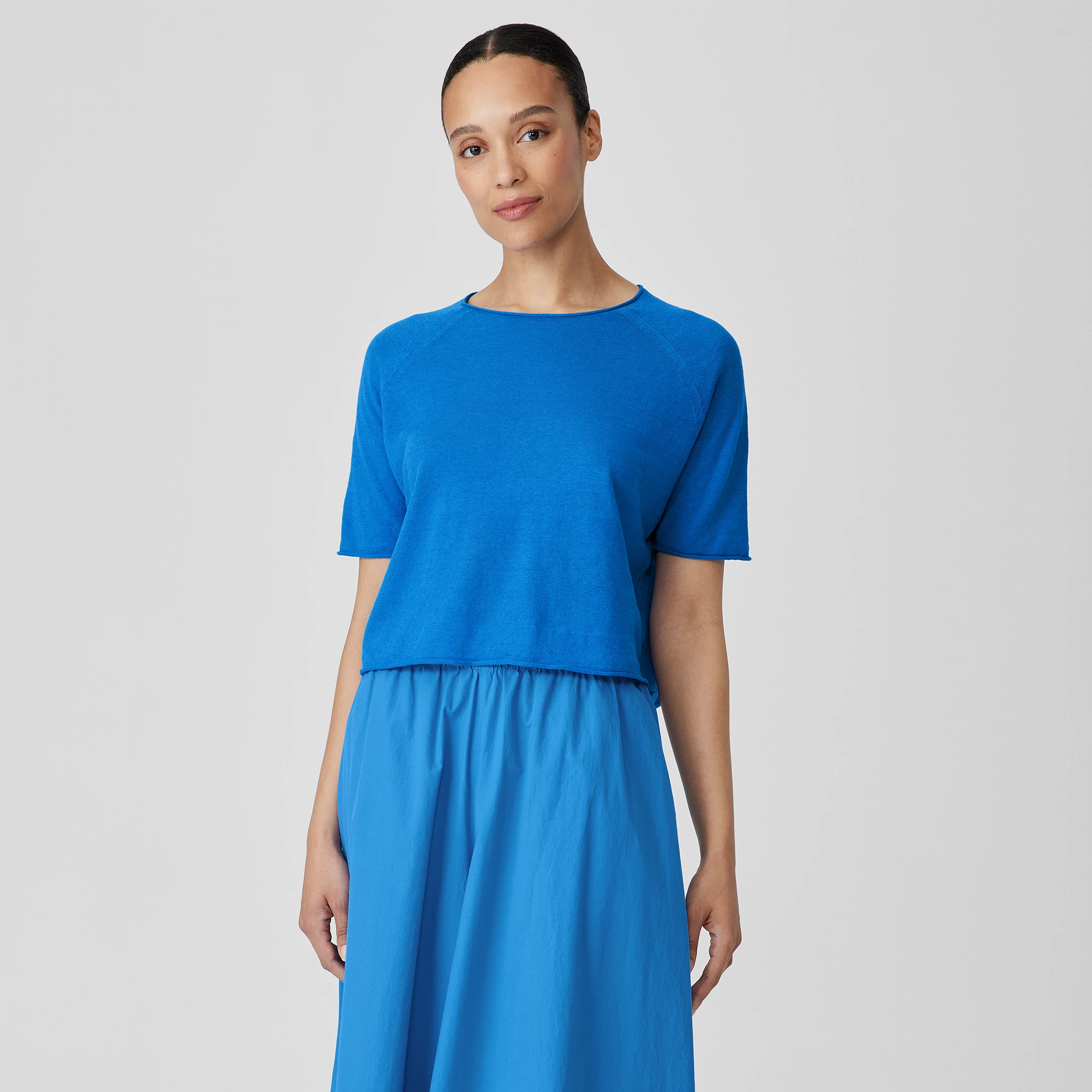Organic Linen Cotton Jewel Neck Top | EILEEN FISHER