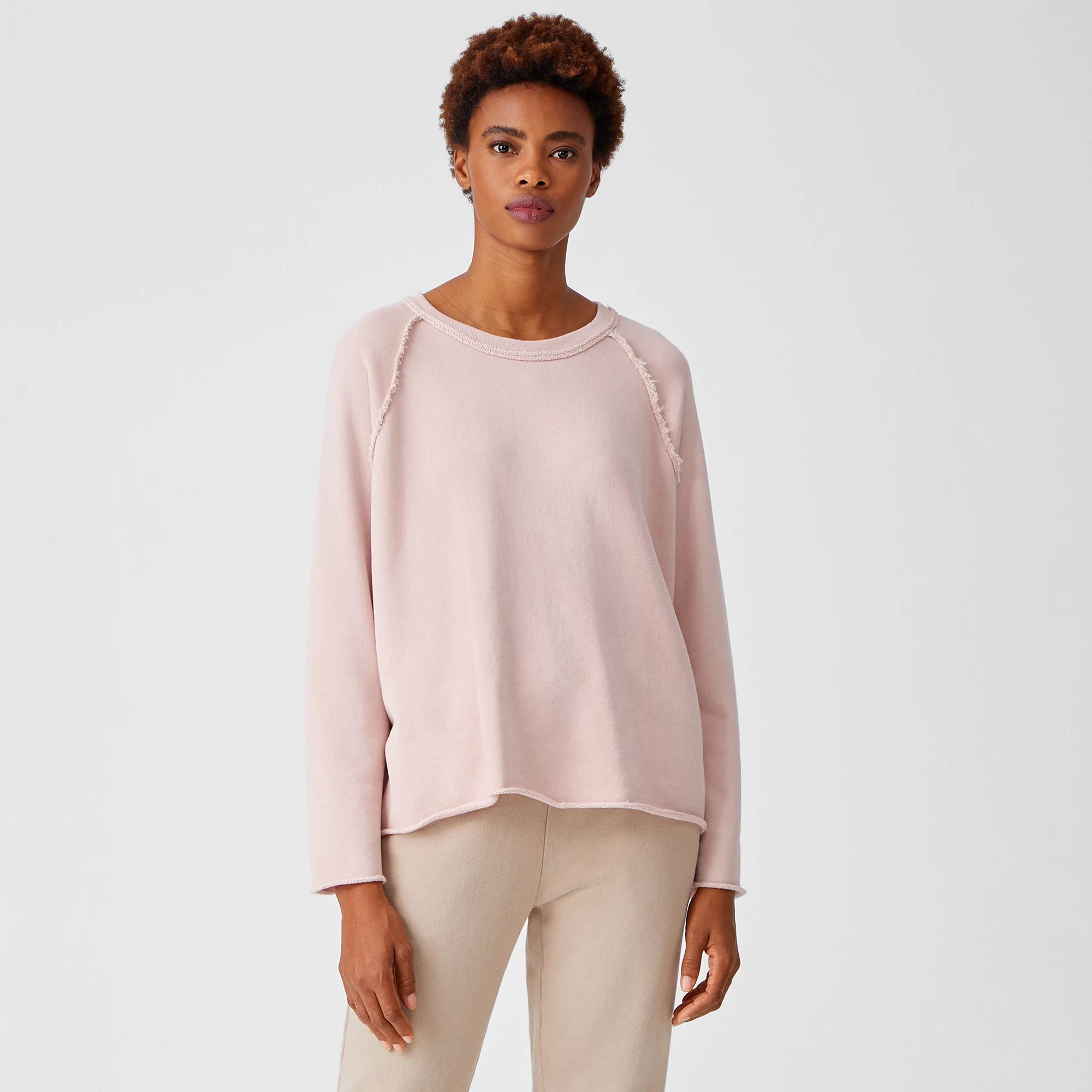 Organic Cotton French Terry Crew Neck Top | EILEEN FISHER