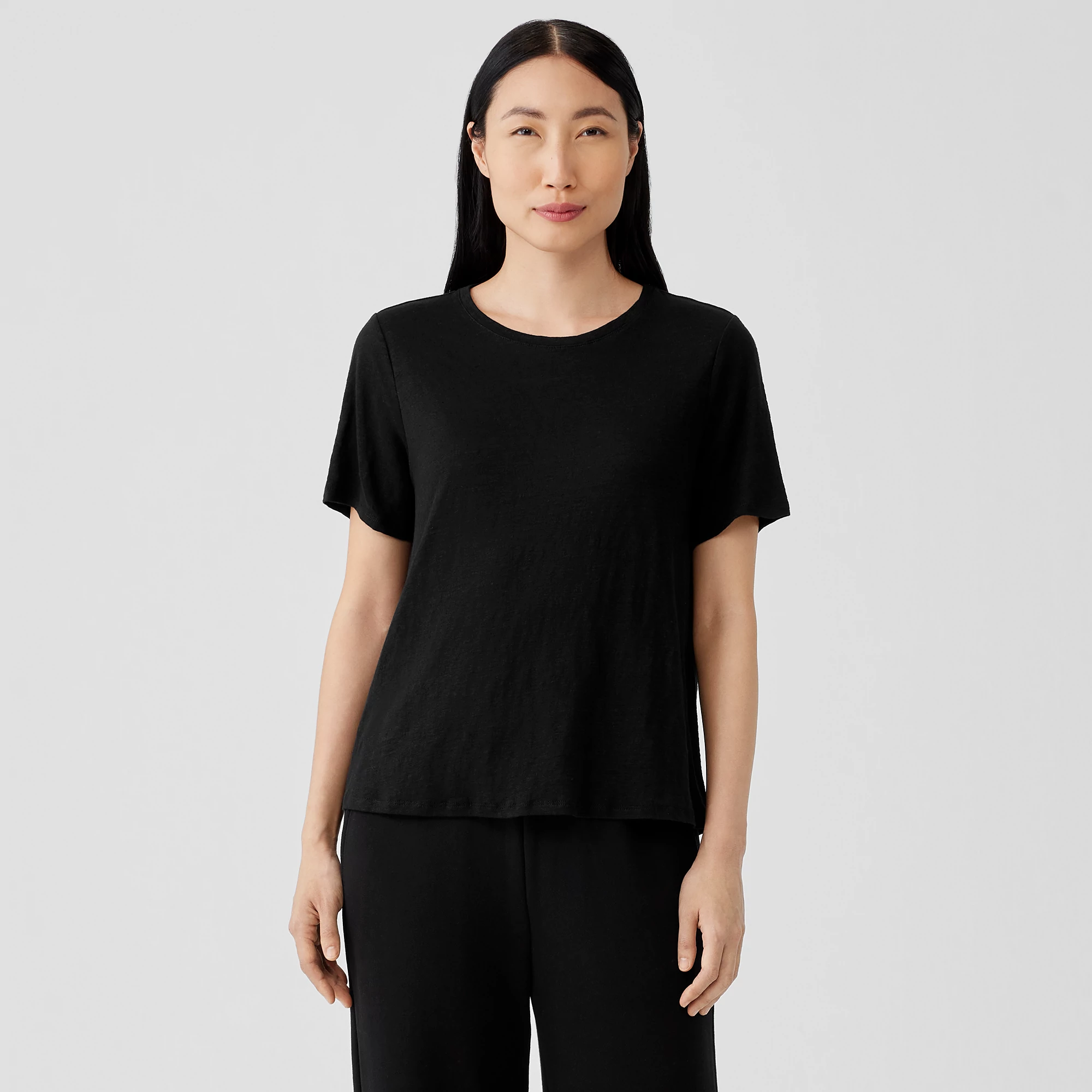 Organic Linen Jersey Crew Neck Tee | EILEEN FISHER
