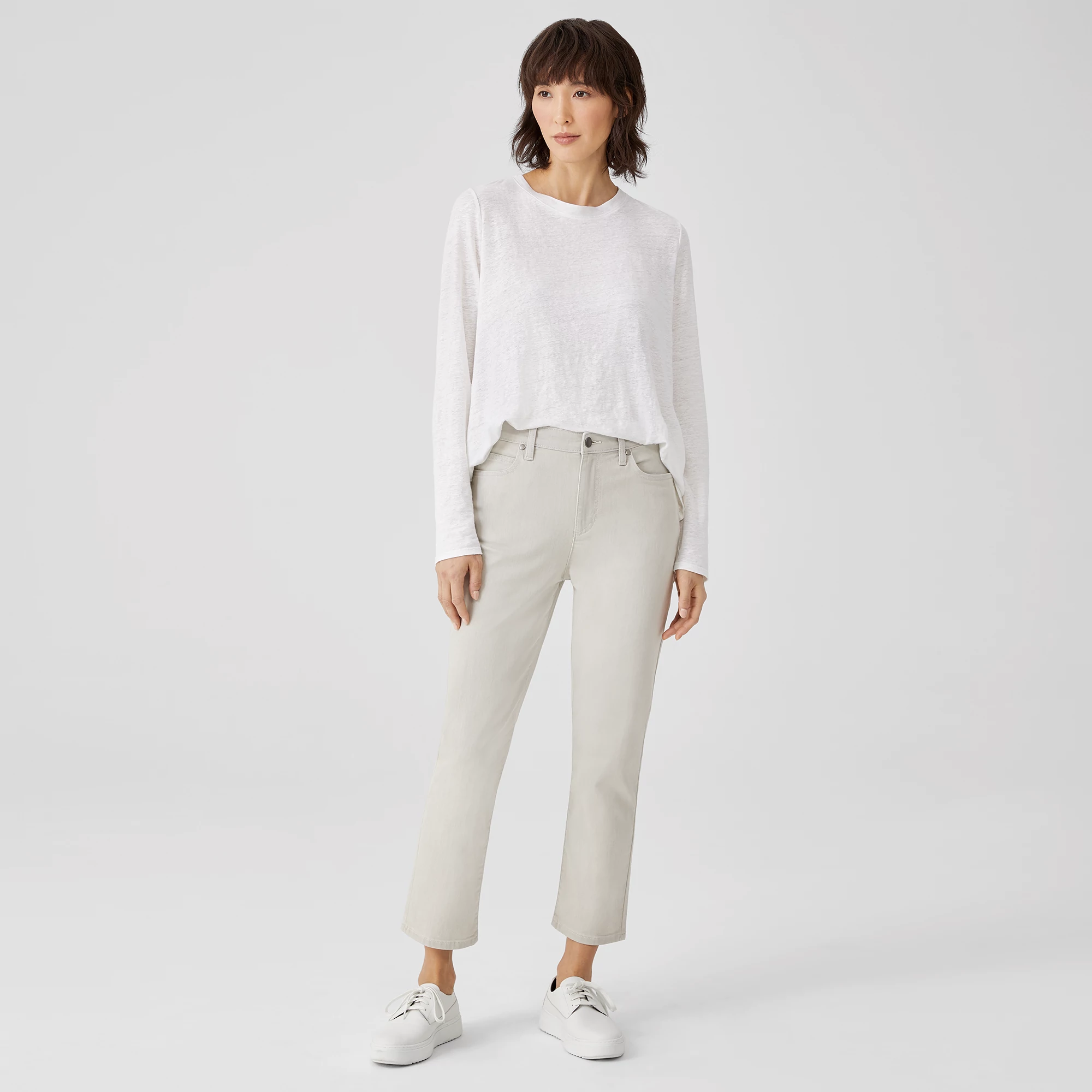 Organic Cotton Stretch Straight Ankle Jean | EILEEN FISHER