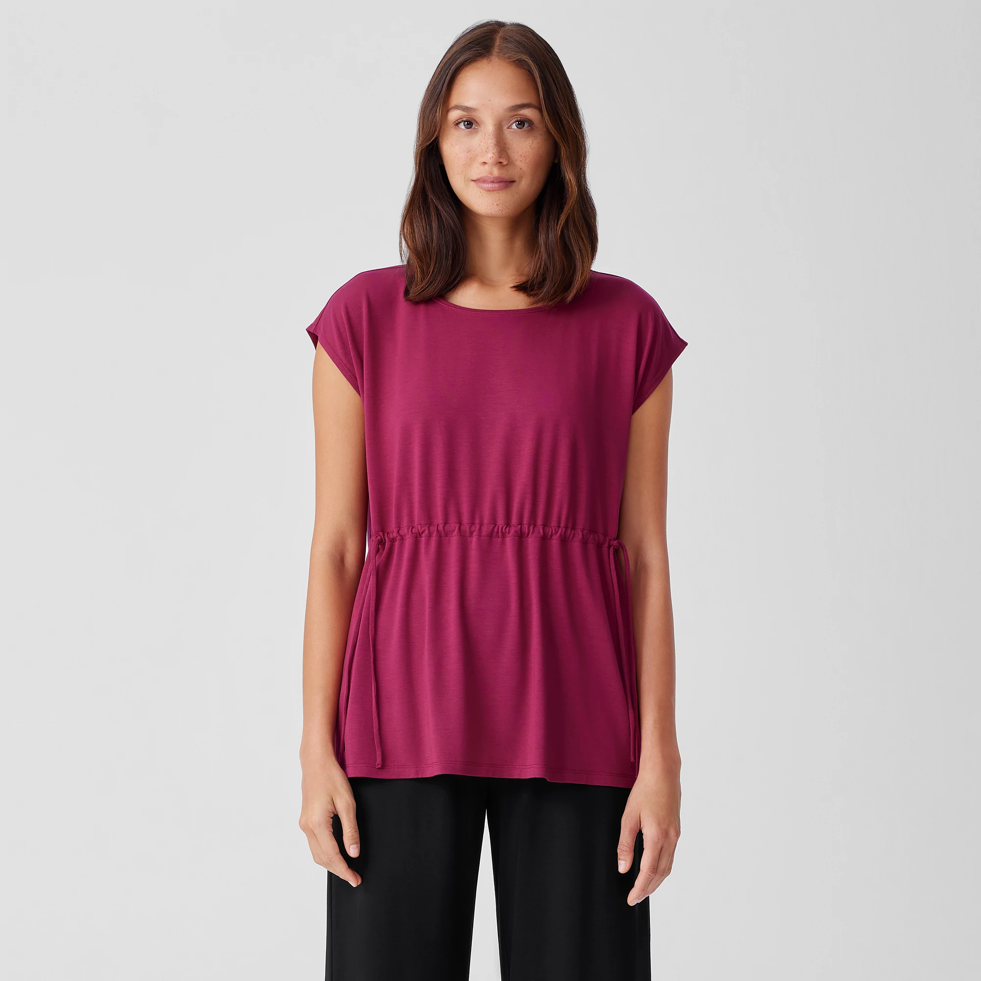 Fine Jersey Jewel Neck Top | EILEEN FISHER