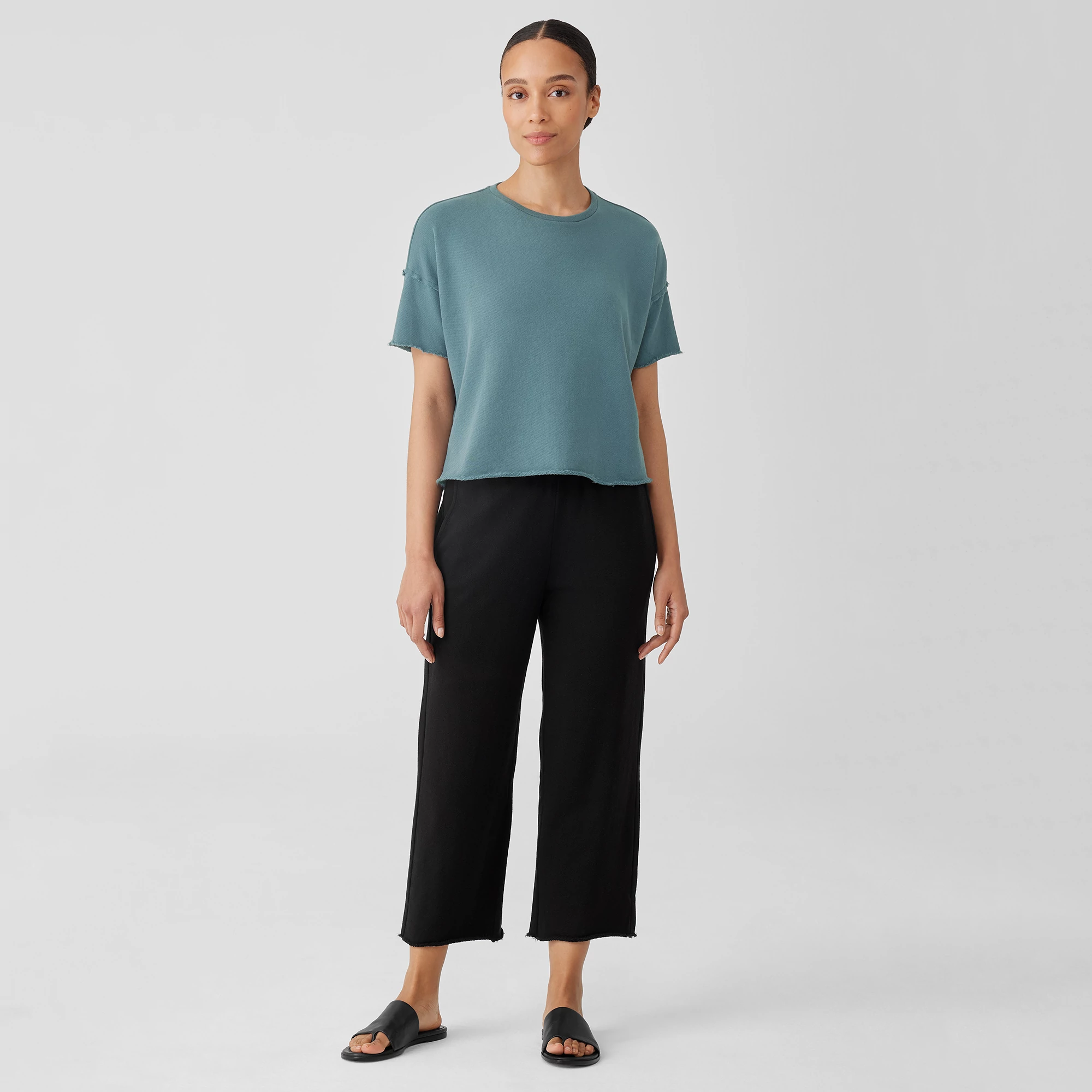 Lightweight Organic Cotton Terry Straight Pant | EILEEN FISHER