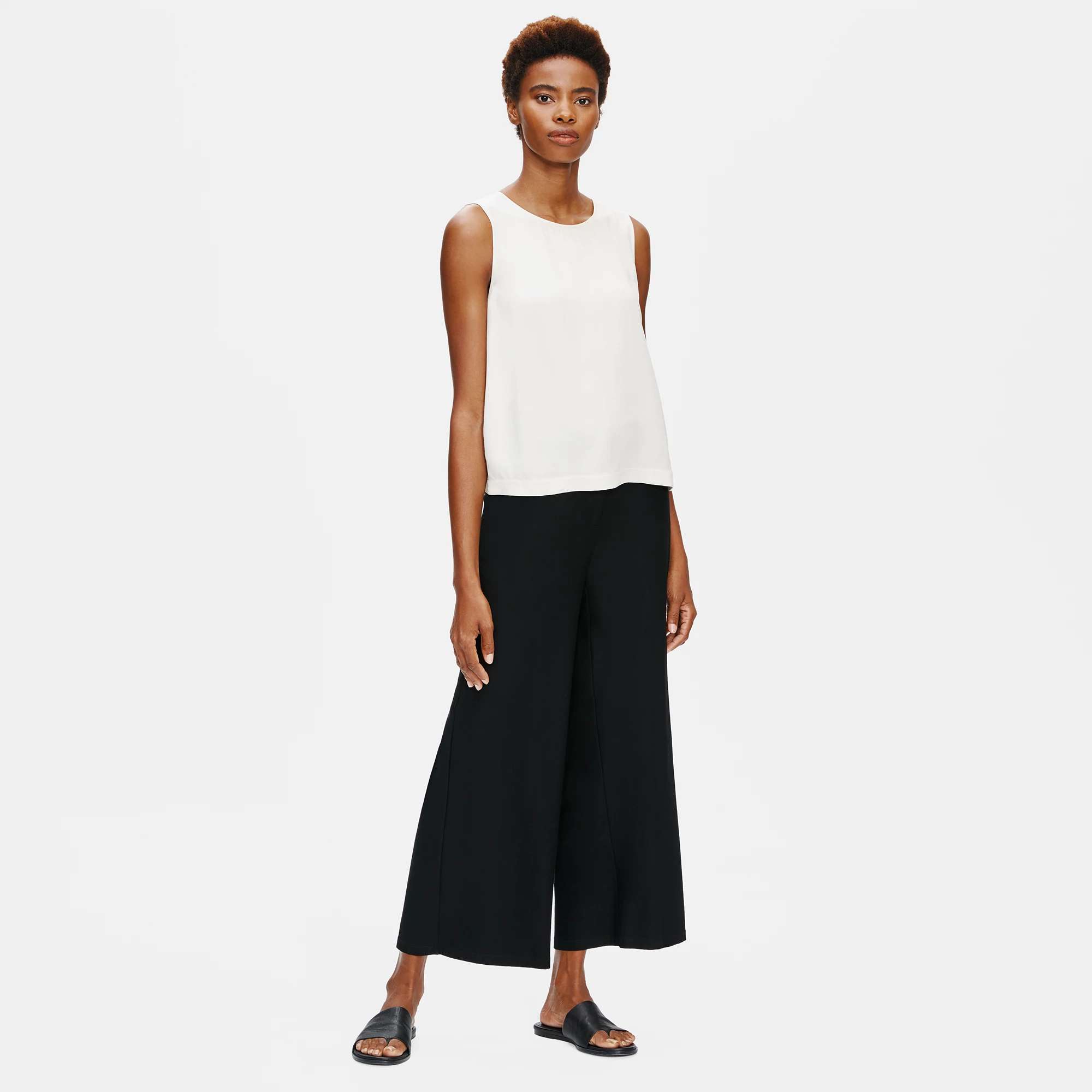 System Silk Georgette Crepe Boxy Shell | EILEEN FISHER