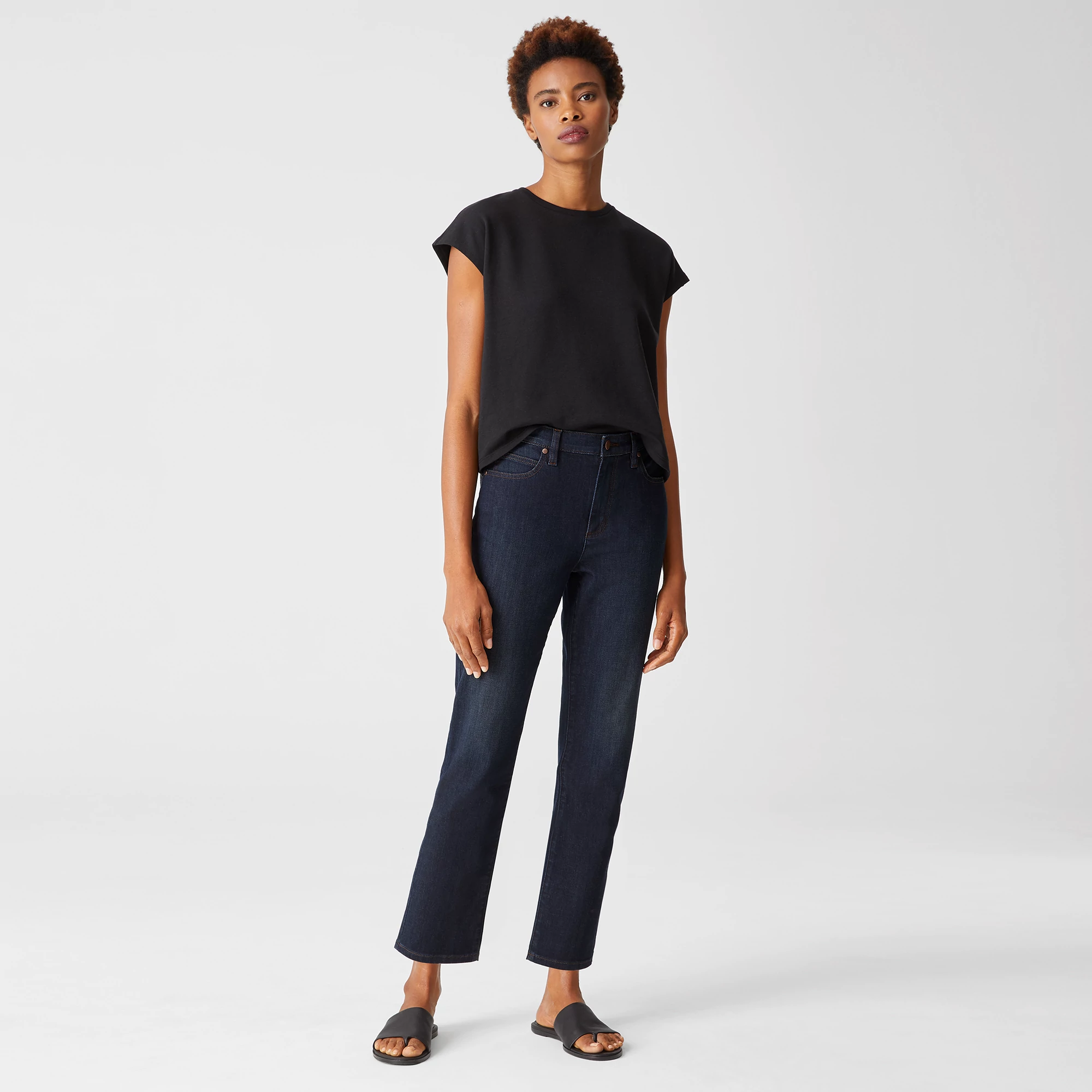 Organic Cotton Stretch Straight Ankle Jean | EILEEN FISHER