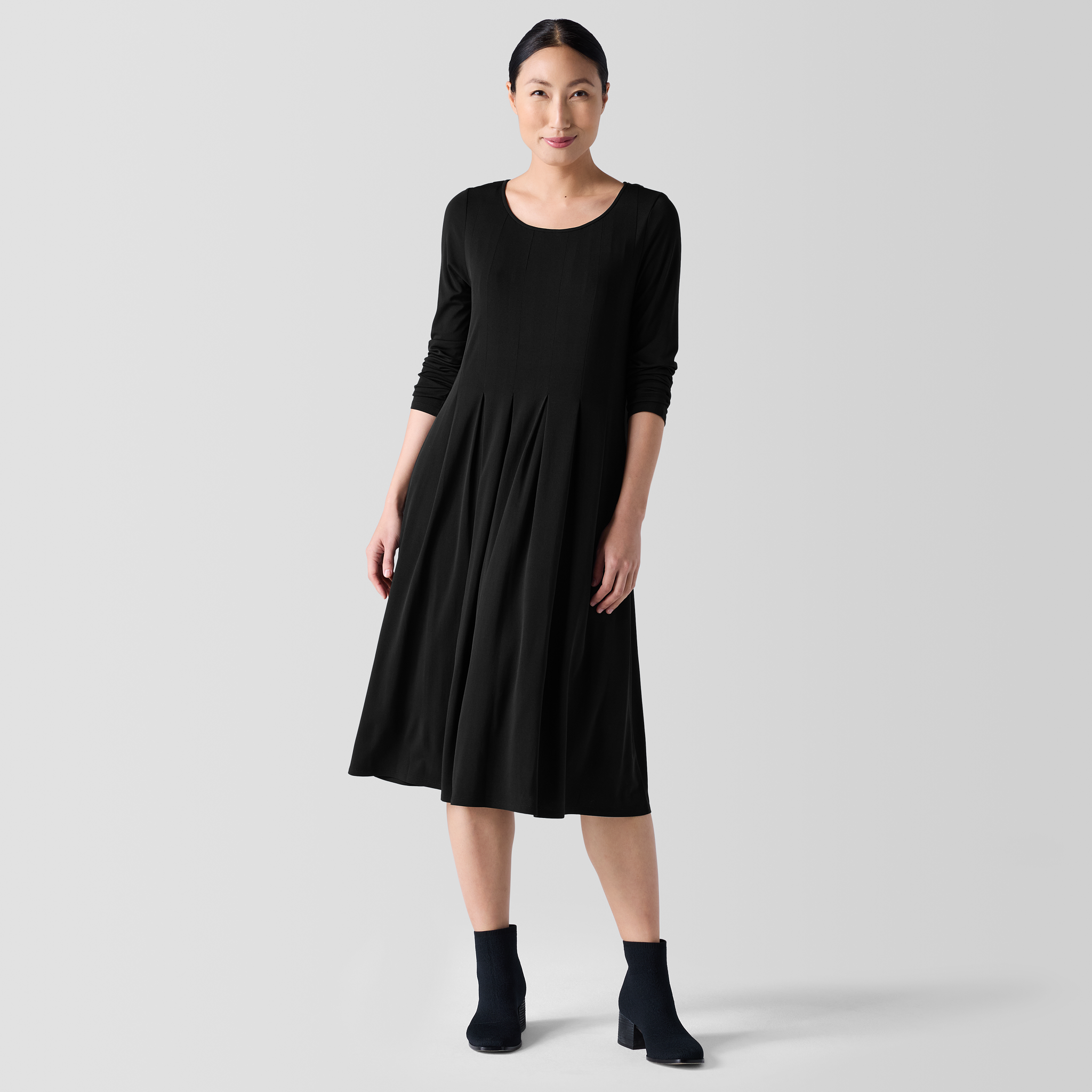 Stretch Silk Jersey Ballet Neck Dress | EILEEN FISHER