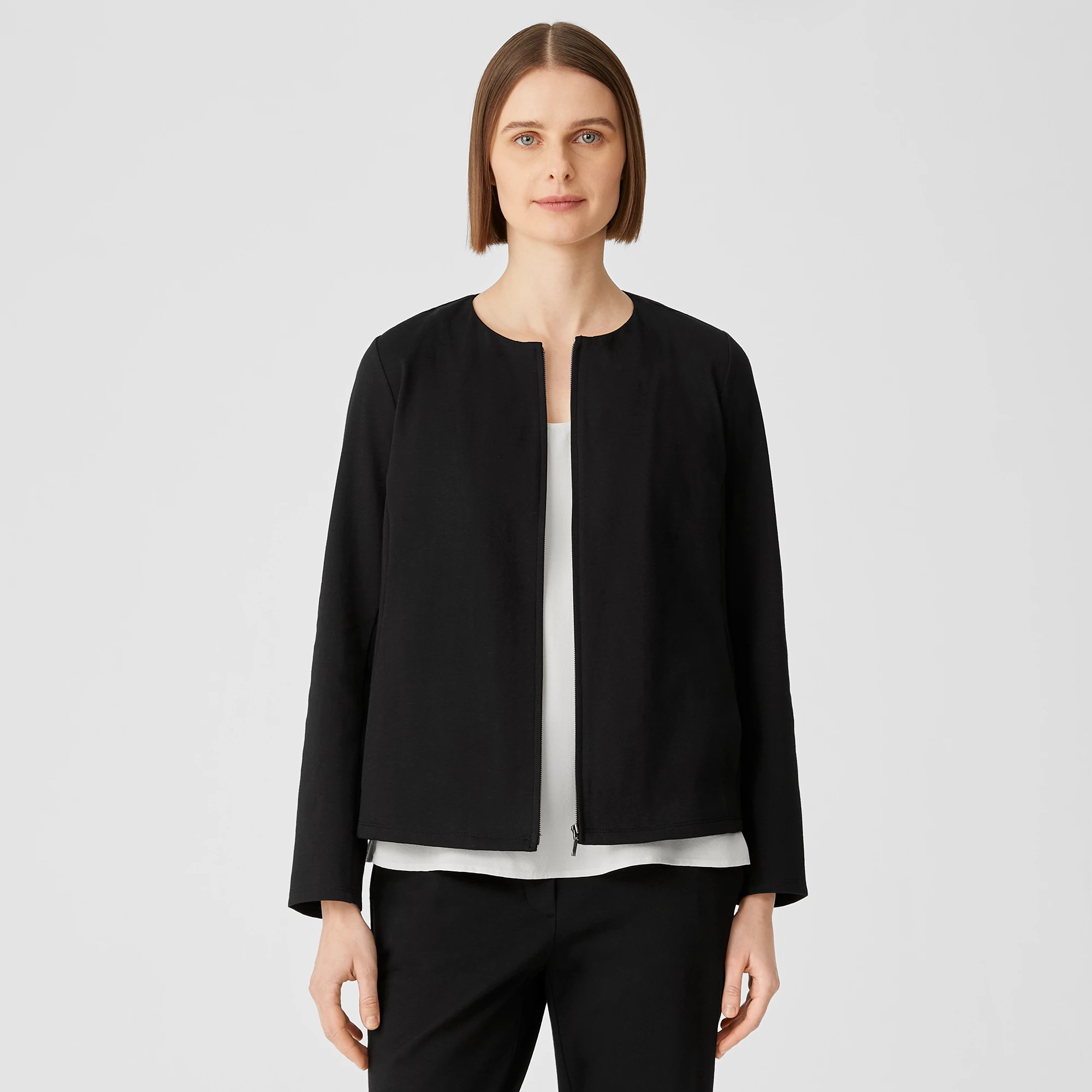 Cotton Ponte Zip-Front Jacket | EILEEN FISHER