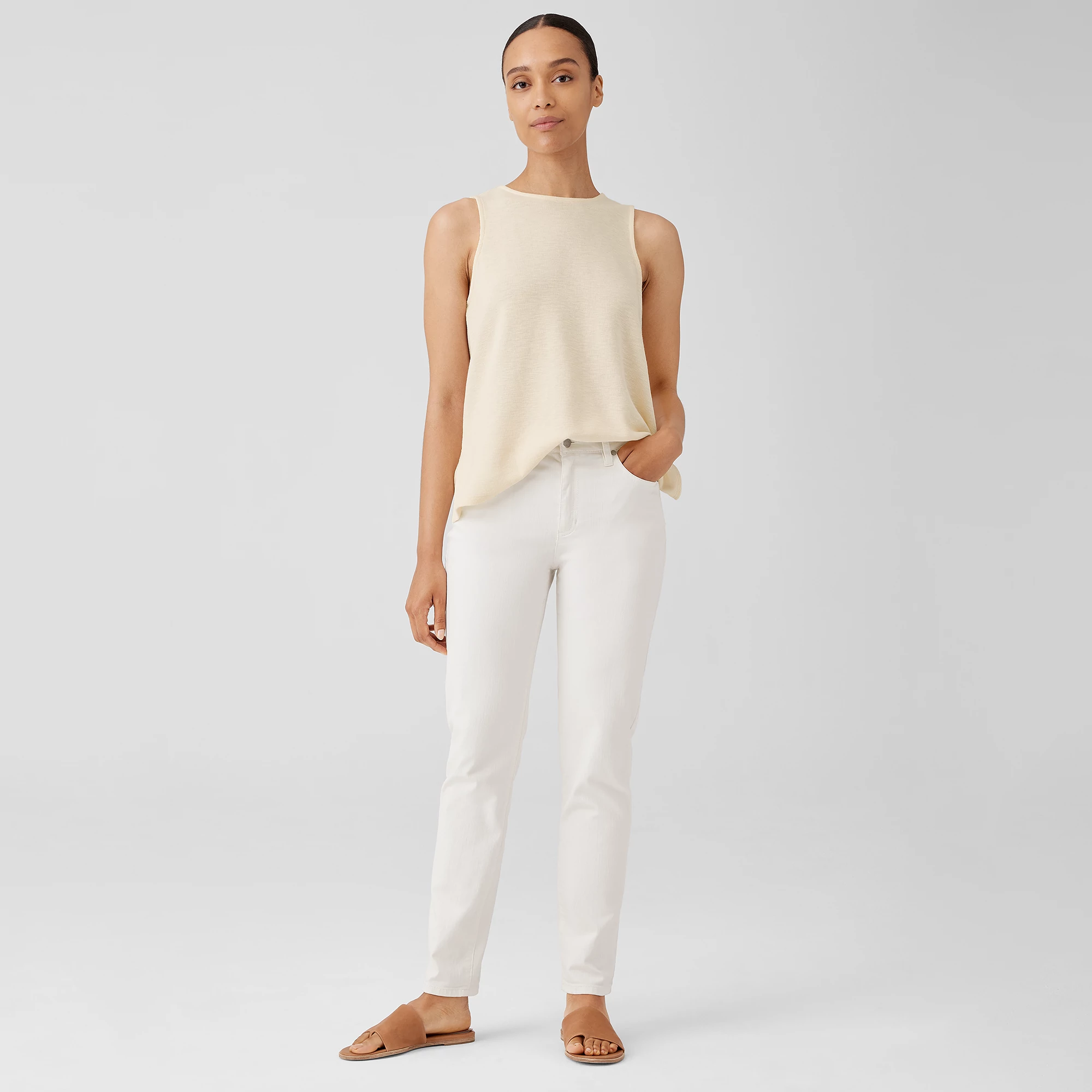 Undyed Organic Cotton Denim High-Waisted Jean | EILEEN FISHER