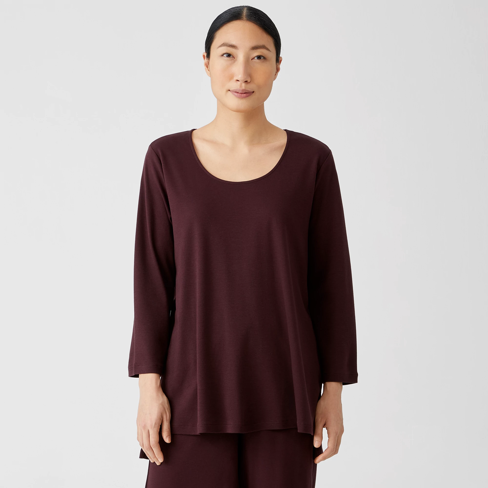 Cozy Organic Cotton Interlock U-Neck Top | EILEEN FISHER