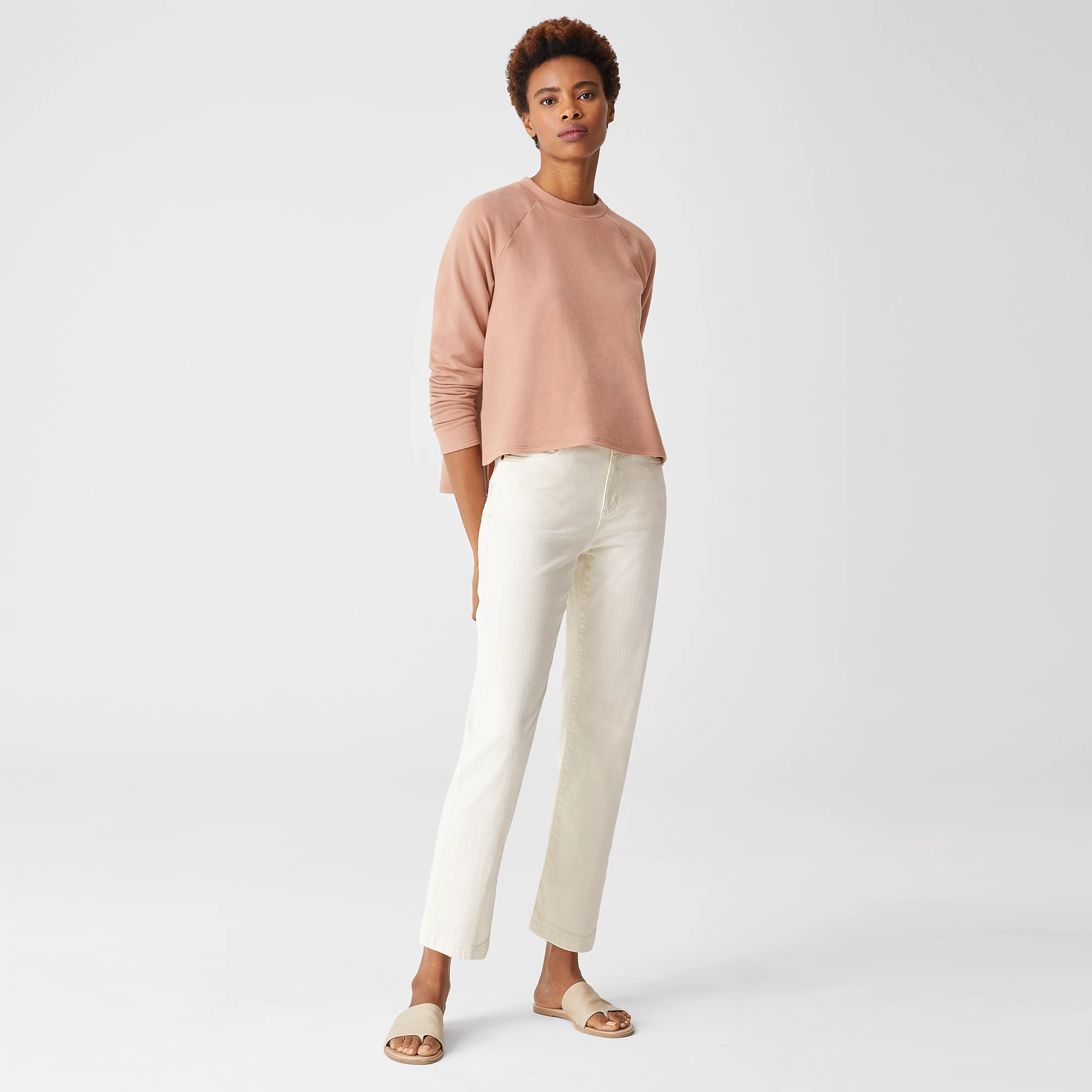 Undyed Organic Cotton Stretch Straight Ankle Jean | EILEEN FISHER