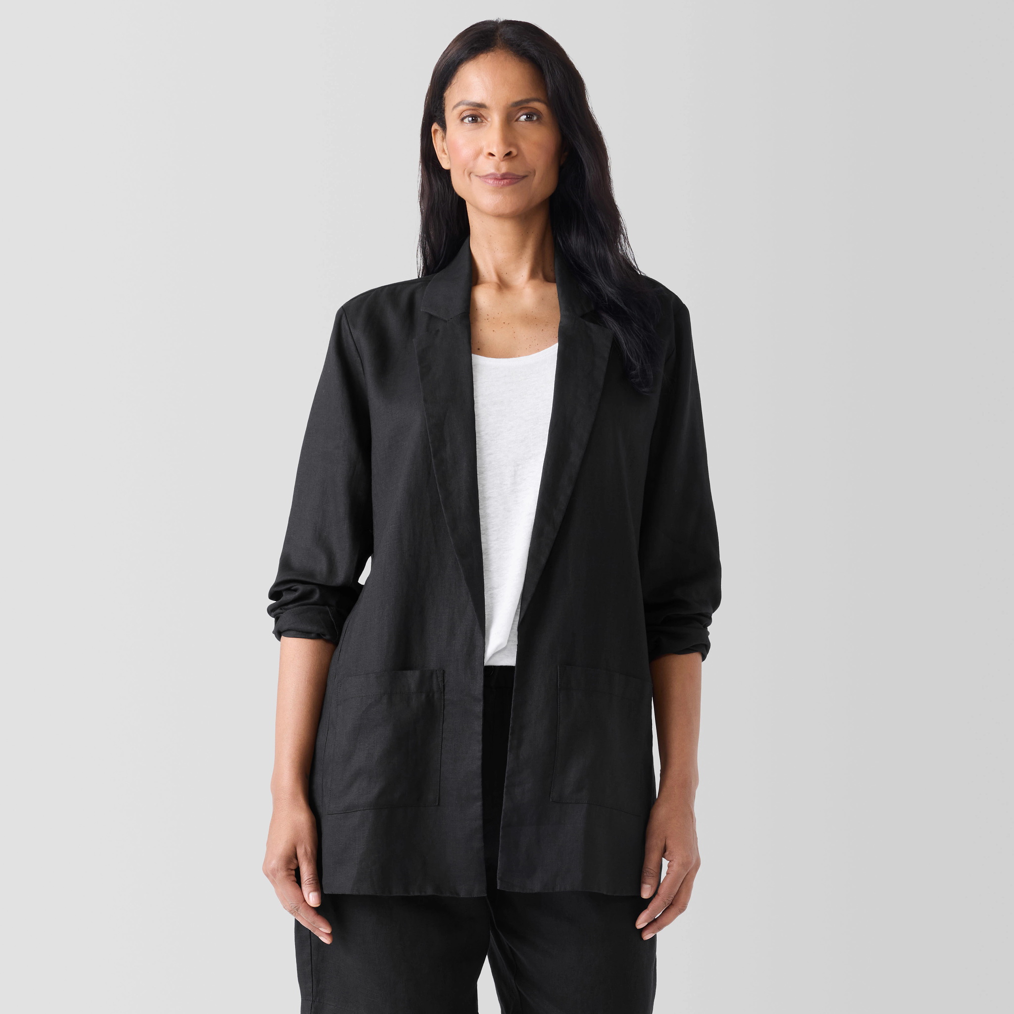 Organic Linen Long Blazer | EILEEN FISHER