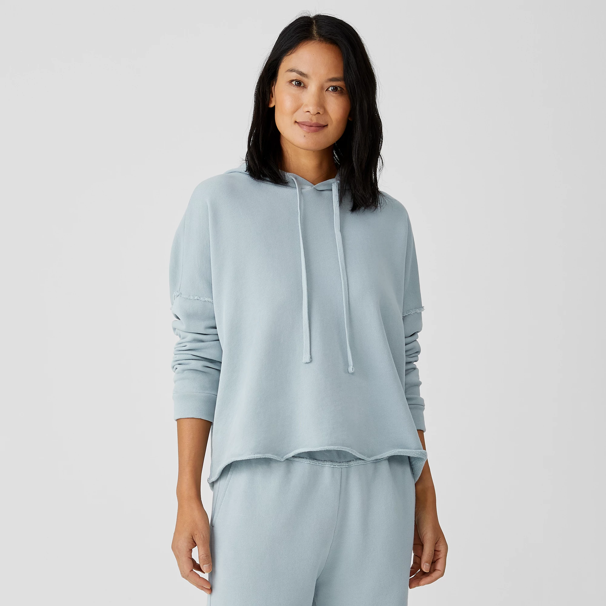 Organic Cotton French Terry Hooded Top | EILEEN FISHER