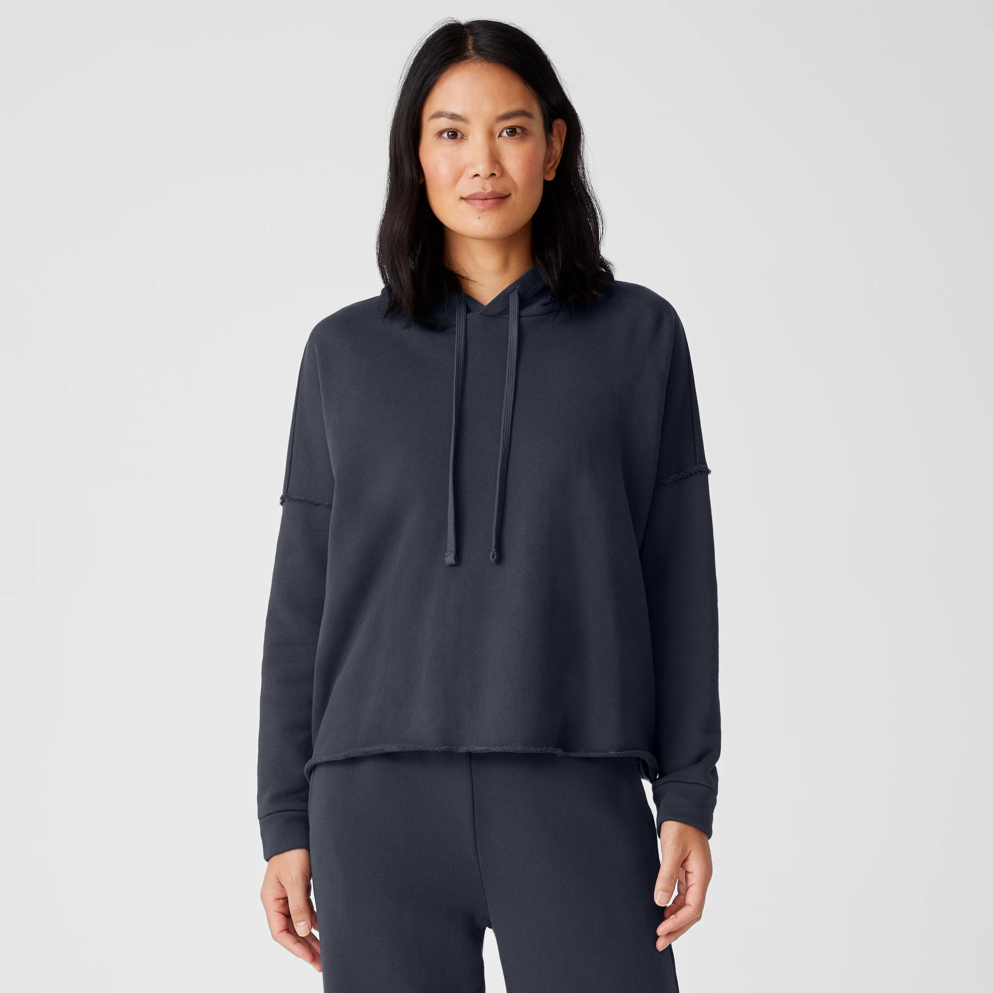 Organic Cotton French Terry Hooded Top | EILEEN FISHER