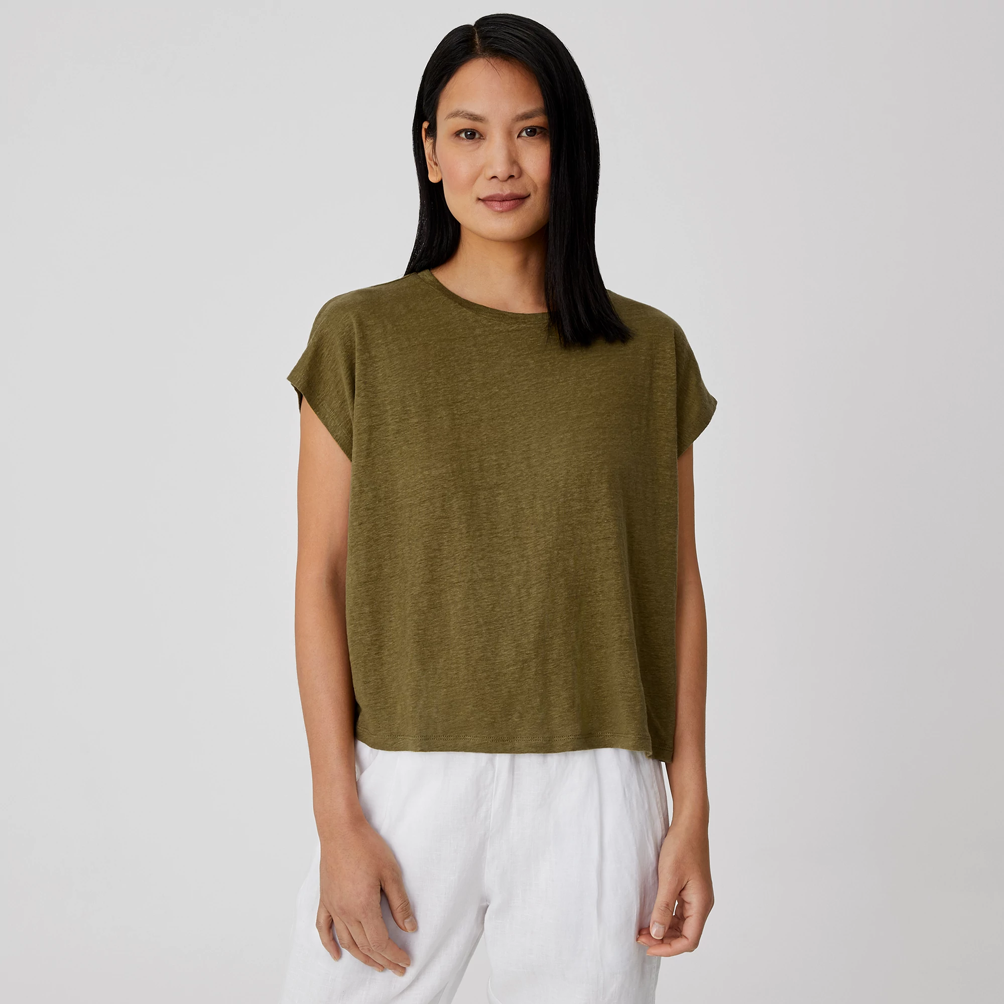 Organic Linen Jersey Square Top | EILEEN FISHER