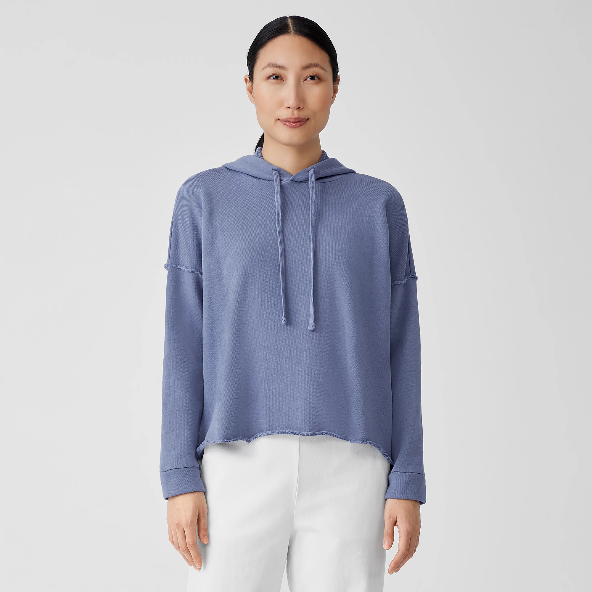 Organic Cotton French Terry Hooded Top | EILEEN FISHER