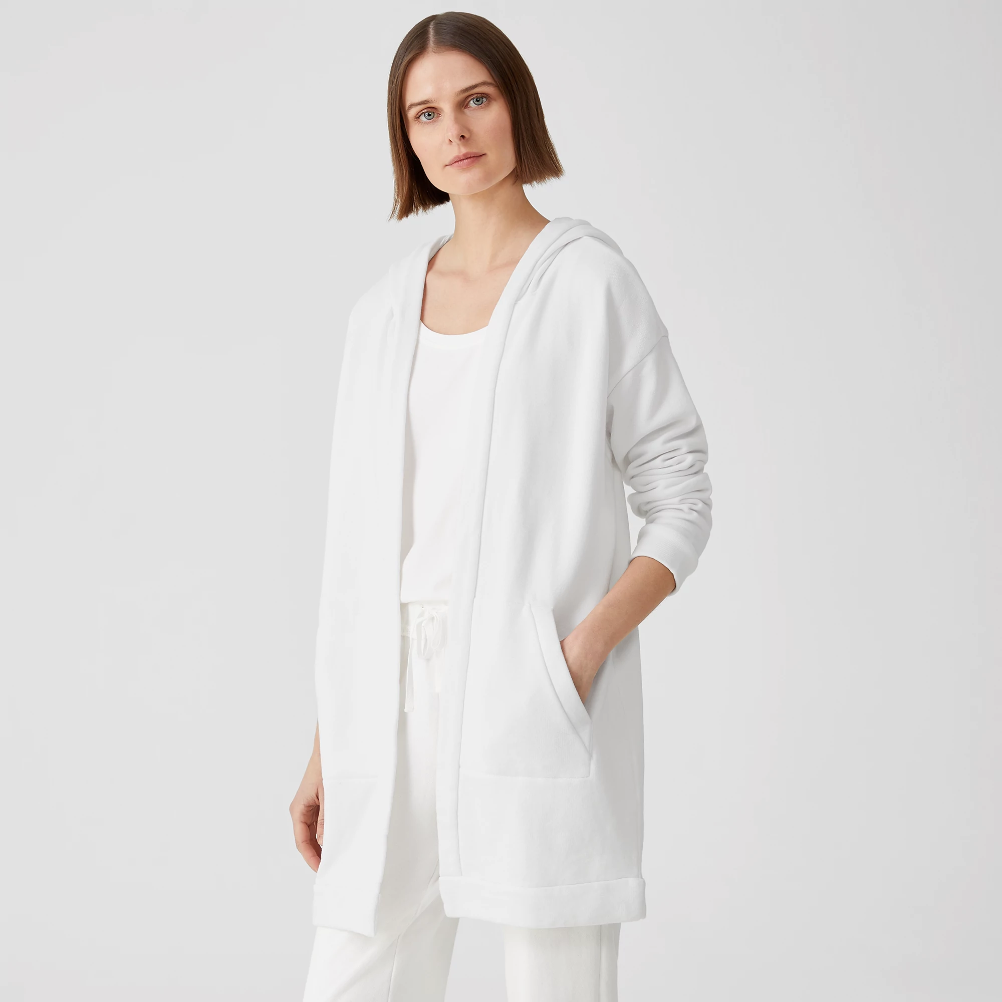 Organic Cotton French Terry Hooded Jacket | EILEEN FISHER