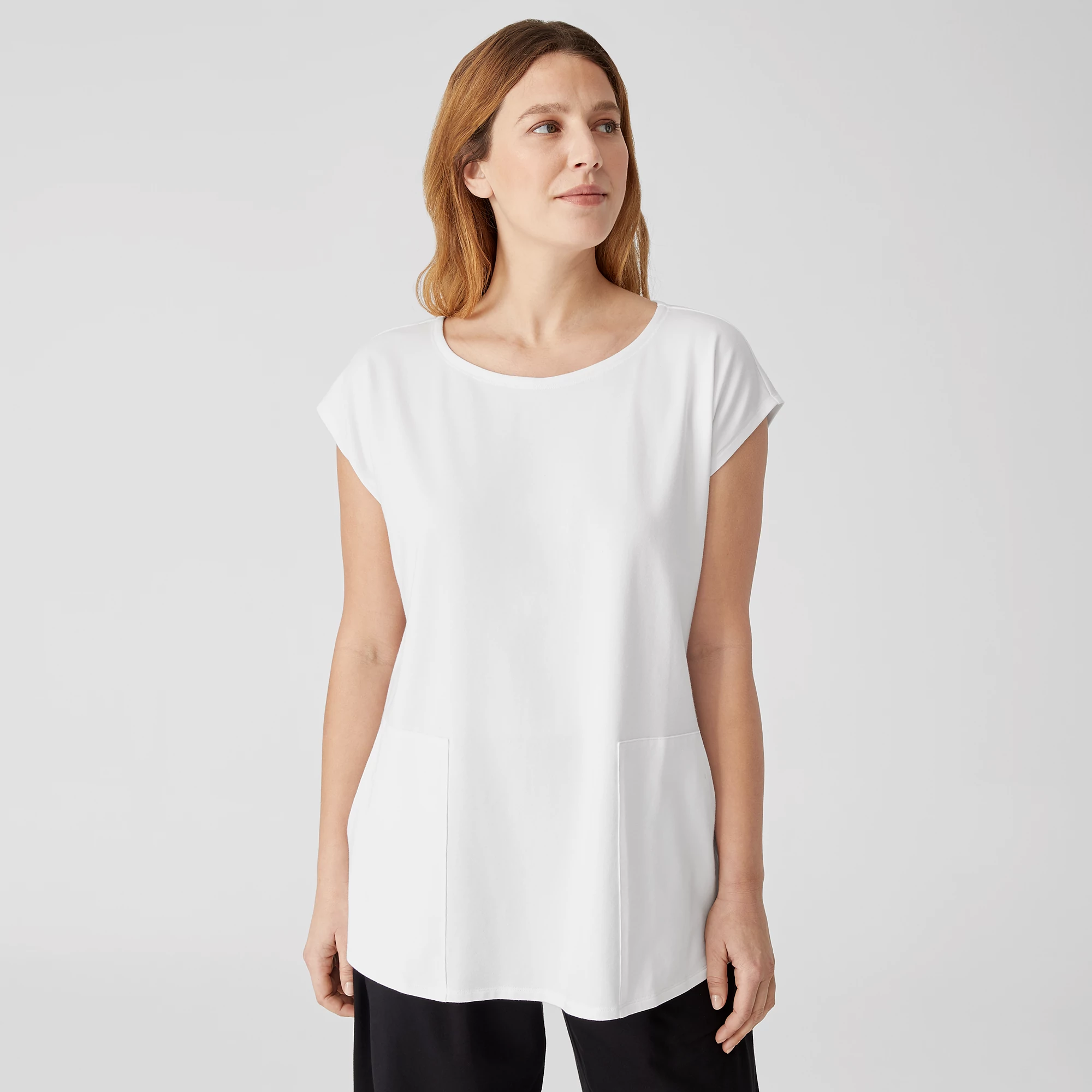 Traceable Organic Cotton Jersey Jewel Neck Top | EILEEN FISHER