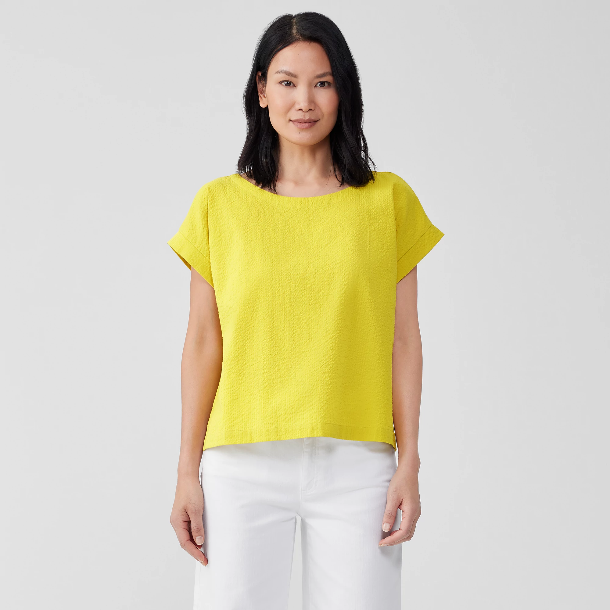Organic Cotton Ripple Ballet Neck Top | EILEEN FISHER