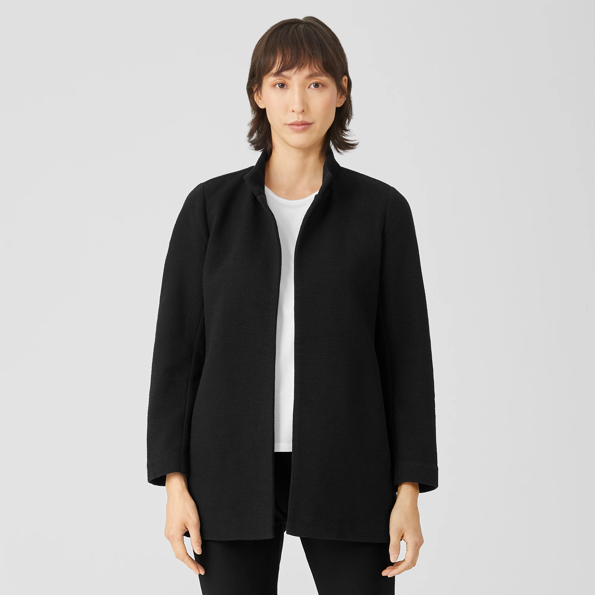 Crinkled Organic Cotton Knit Jacket | EILEEN FISHER