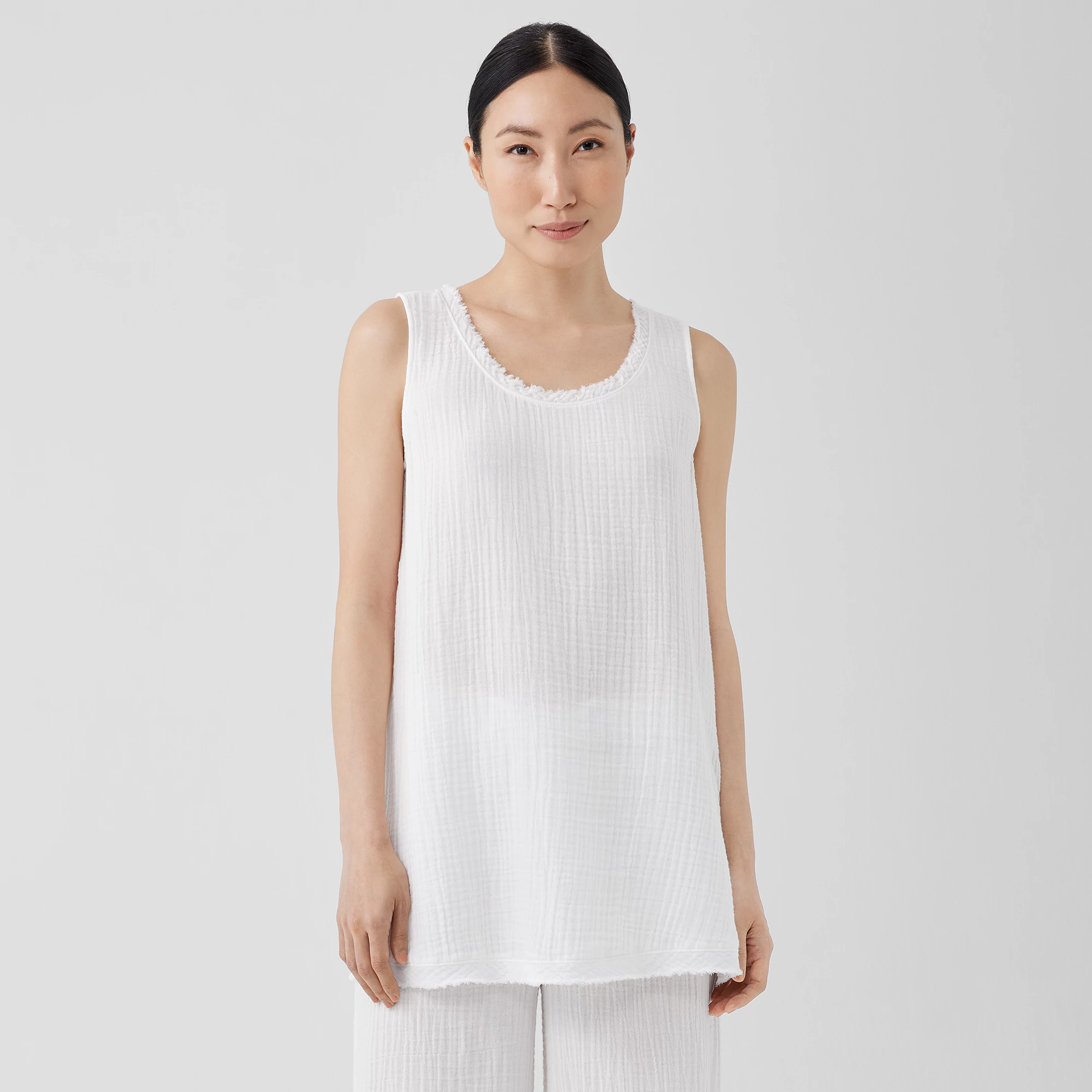 Organic Cotton Gauze Scoop Neck Tank | EILEEN FISHER