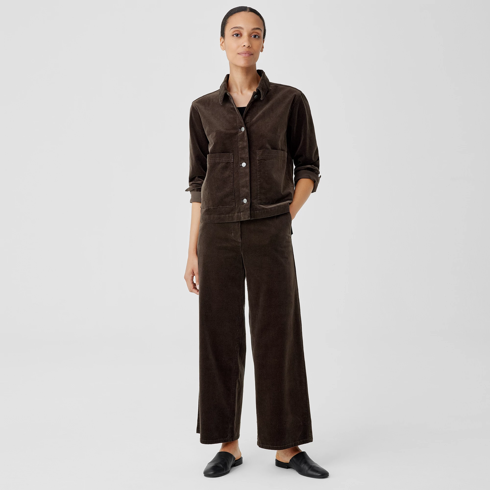 Organic Cotton Stretch Corduroy Wide-Leg Pant | EILEEN FISHER