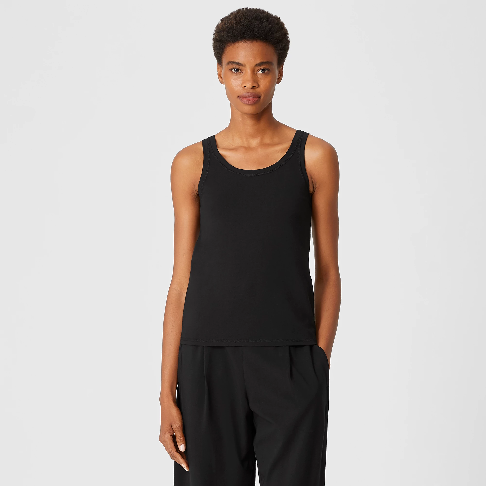 Traceable Cotton Jersey Scoop Neck Tank | EILEEN FISHER