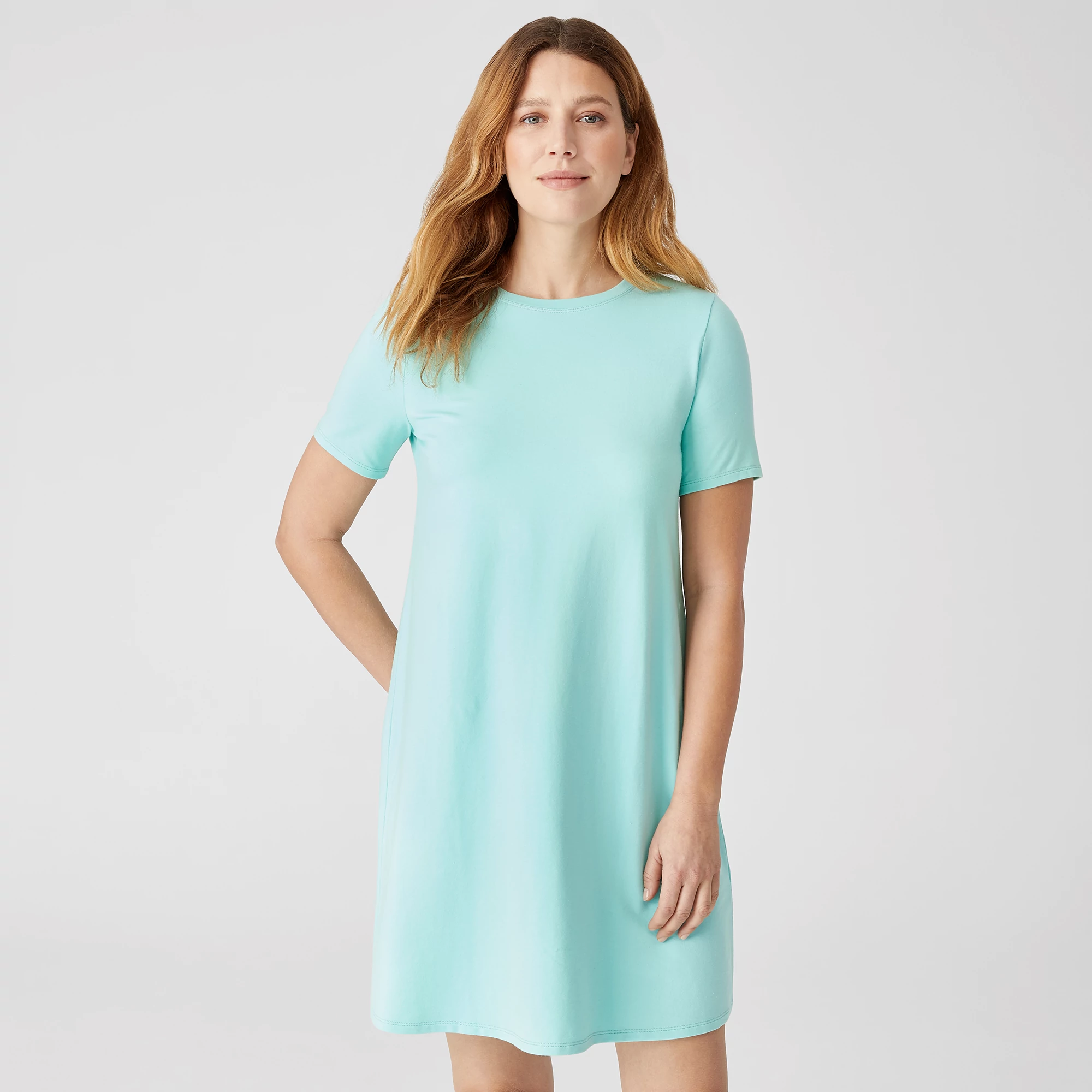 Traceable Cotton Jersey Crew Neck Dress | EILEEN FISHER
