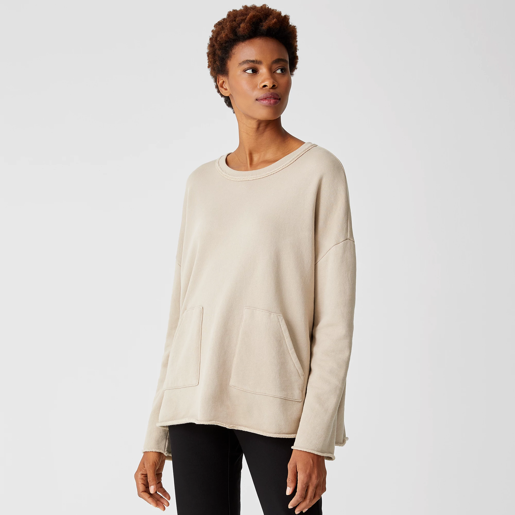 Organic Cotton French Terry Boxy Tunic | EILEEN FISHER