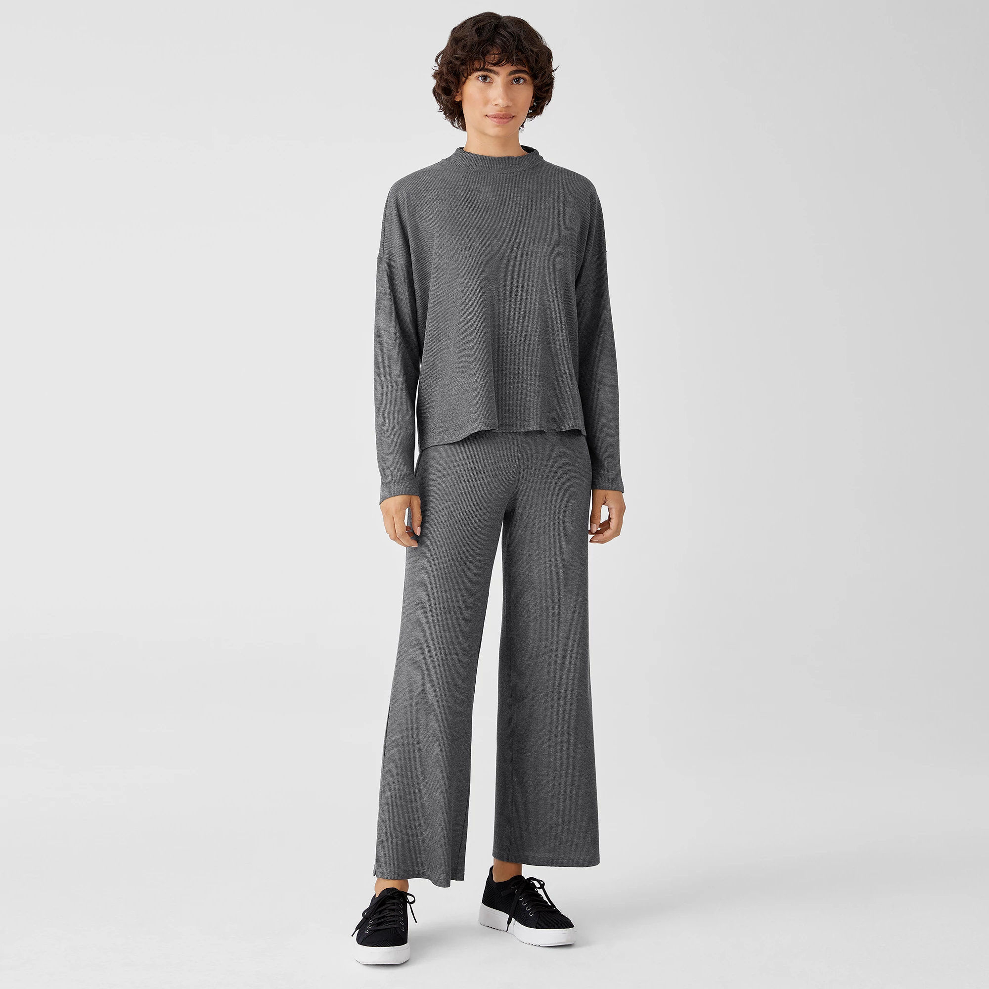Cozy Waffle Knit Straight Pant | EILEEN FISHER